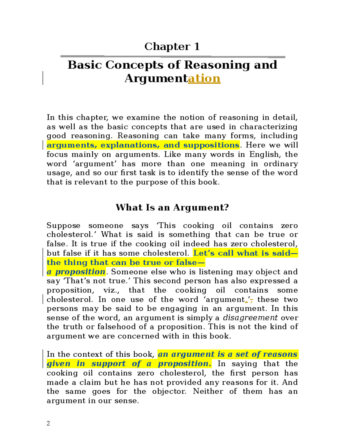 Chapter 1 - Basic Concepts - Chapter 1 Basic Concepts of Reasoning and ...