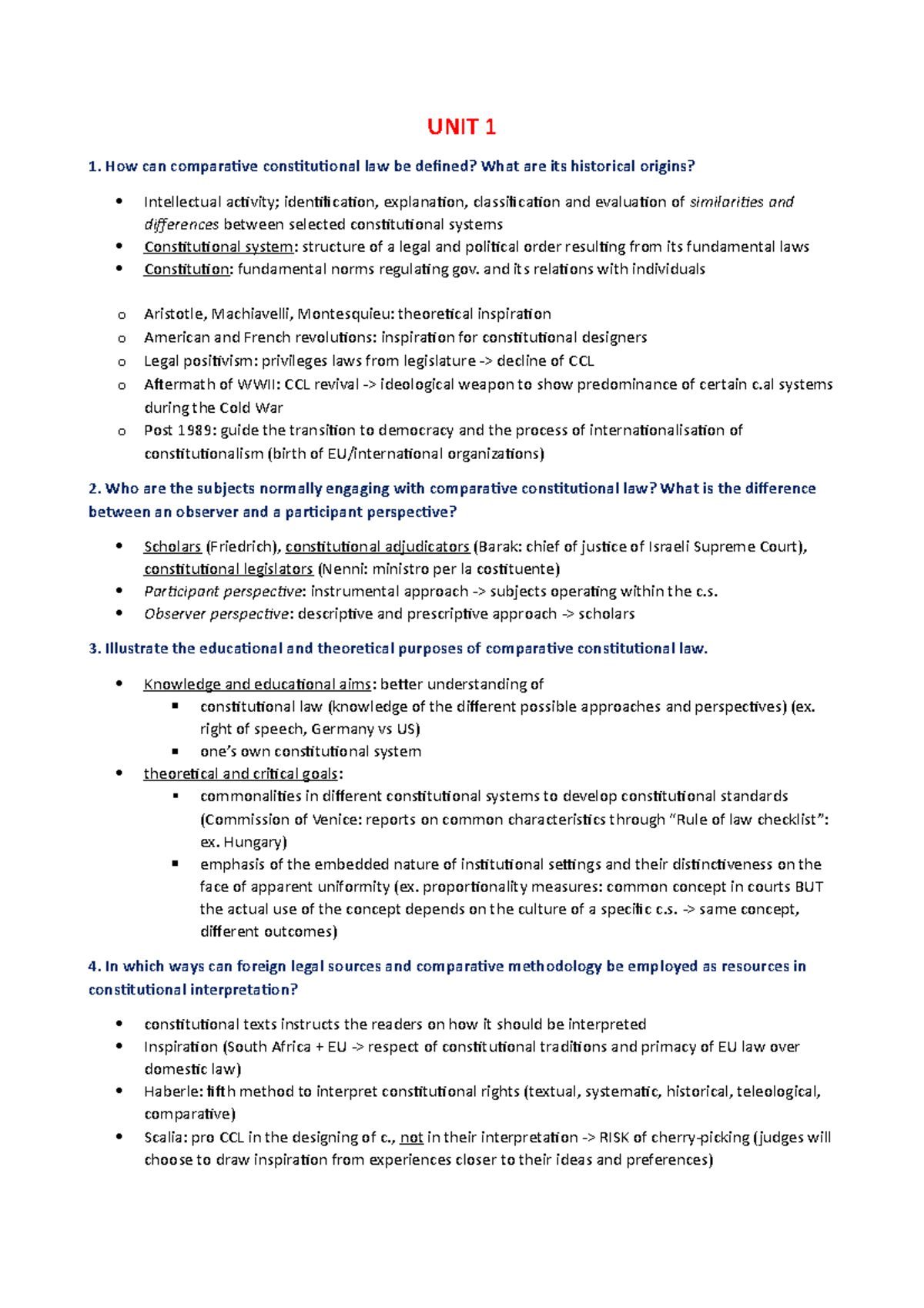 Domande mid-term exam - Questions and answers for the first four units ...