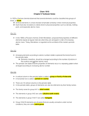 Chapter 6 The Periodic Table - Chapter 6 The Periodic Table Arrangement ...