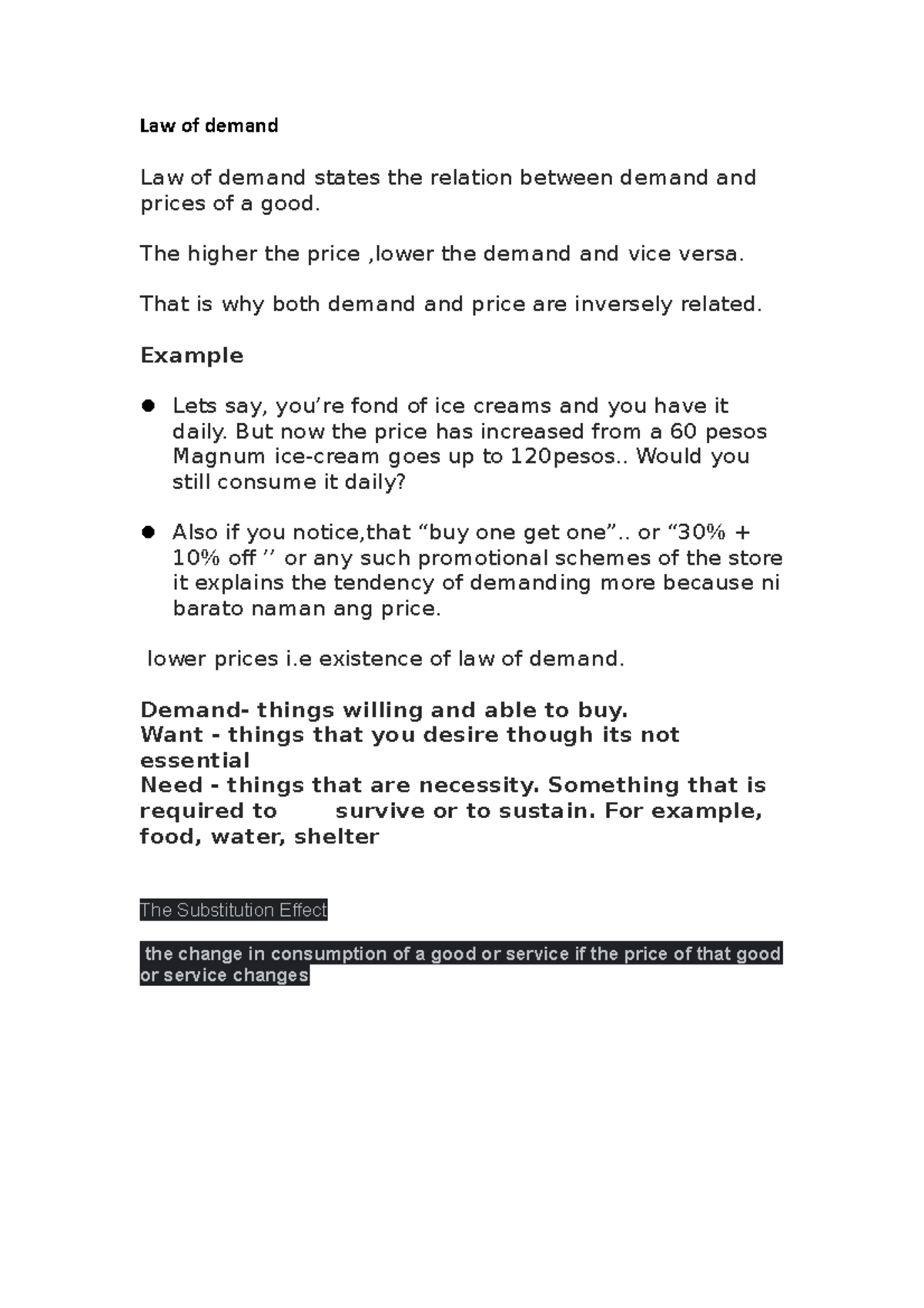 Law of demand - Law of demand Law of demand states the relation between ...