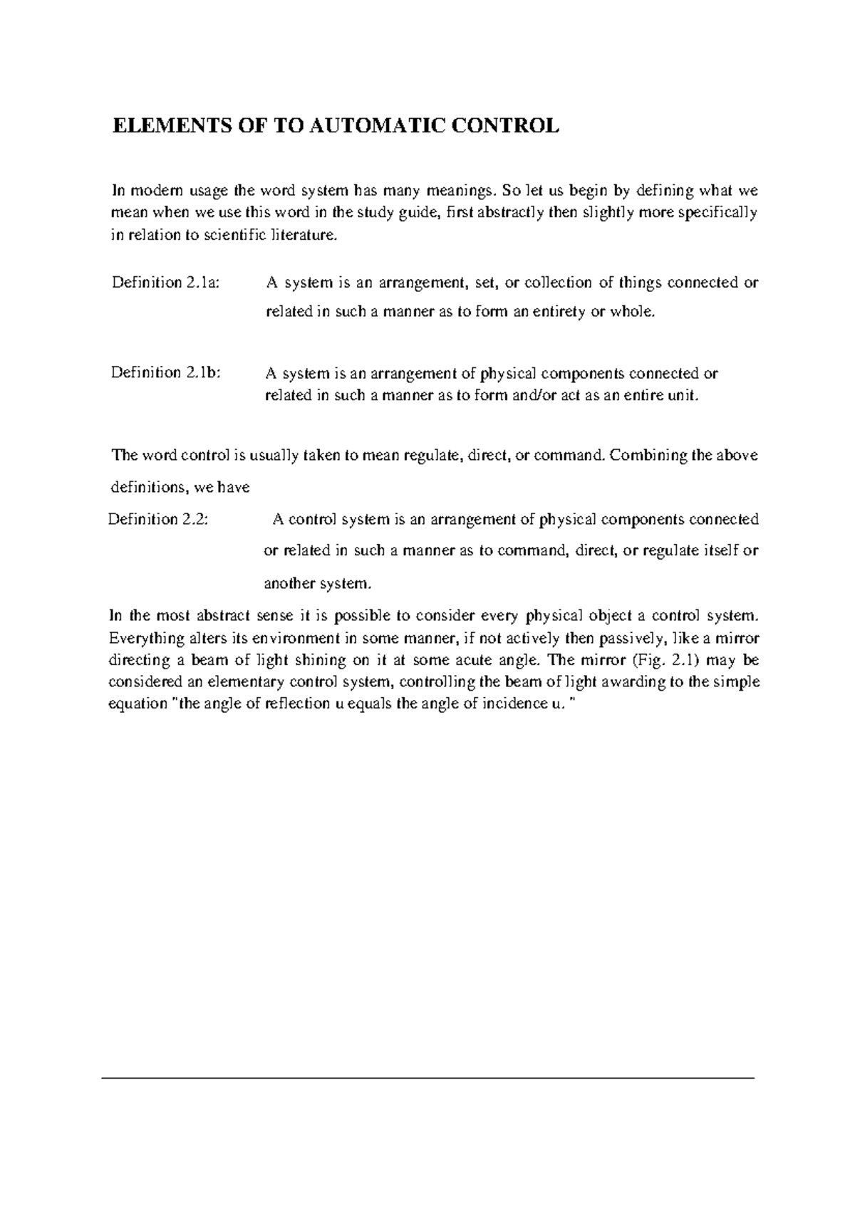 Elements OF TO Automatic Control - ELEMENTS OF TO AUTOMATIC CONTROL In ...