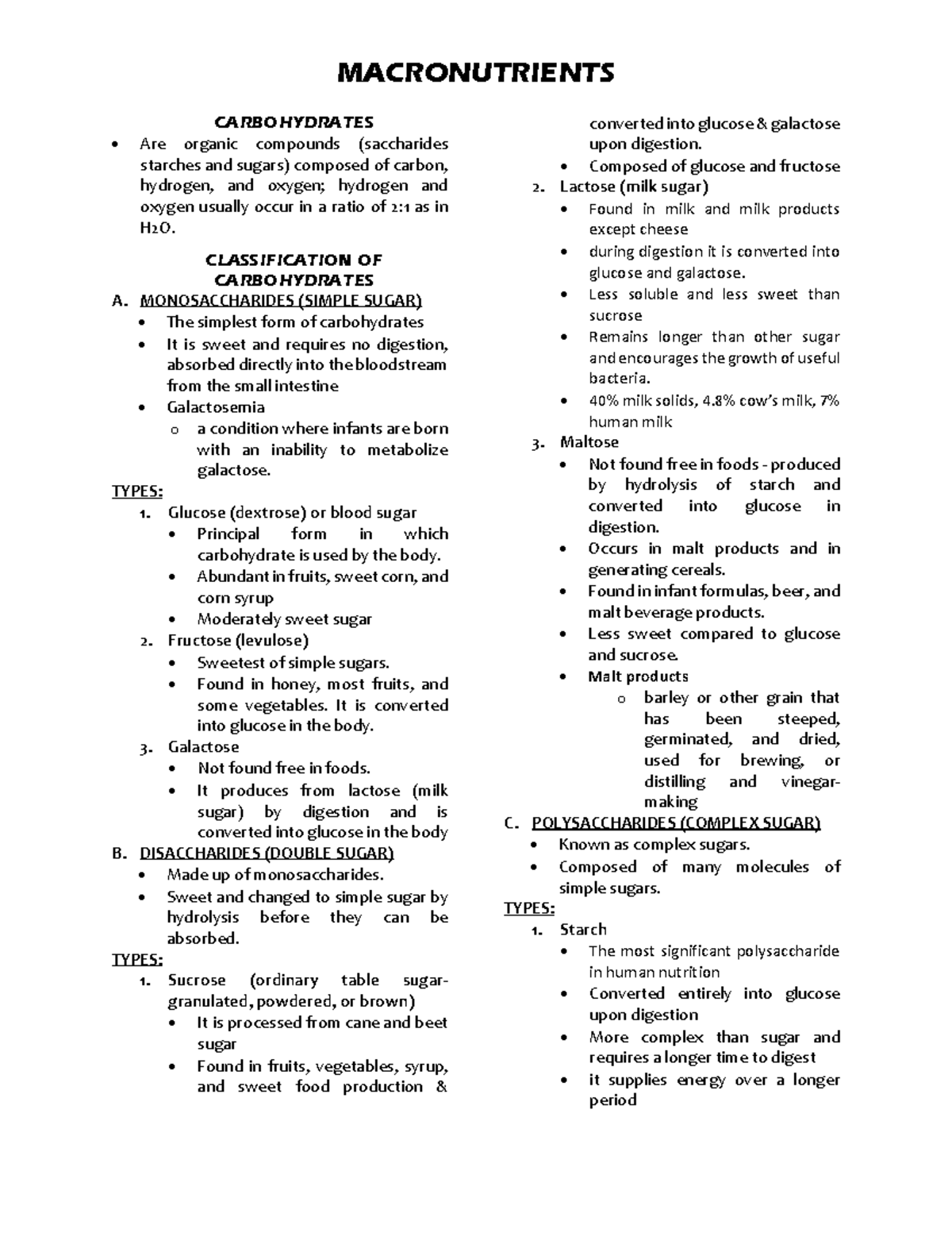 Nutridiet- Macronutrients - MACRONUTRIENTS CARBOHYDRATES Are organic ...