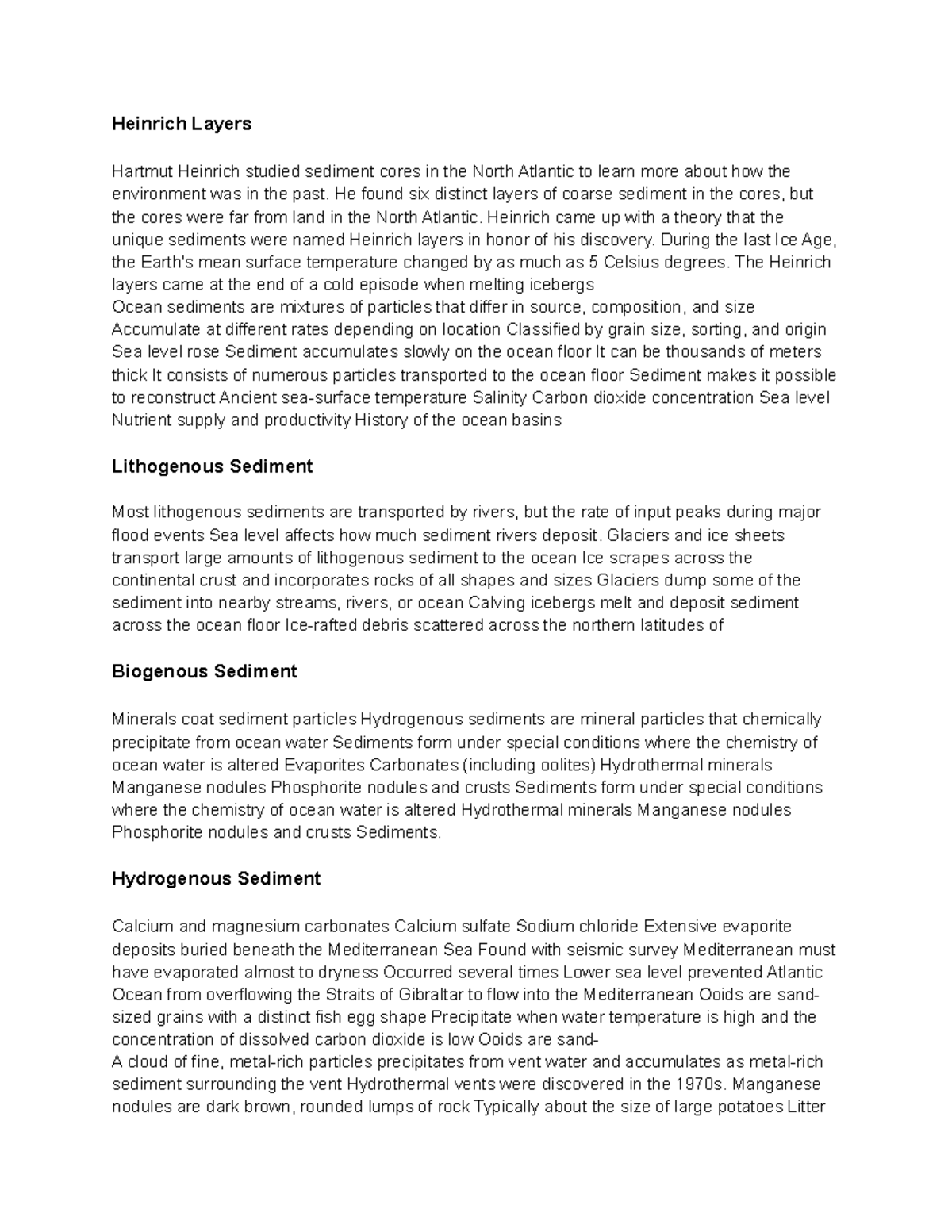 Module 08 Ocean Sediments Notes - Heinrich Layers Hartmut Heinrich ...