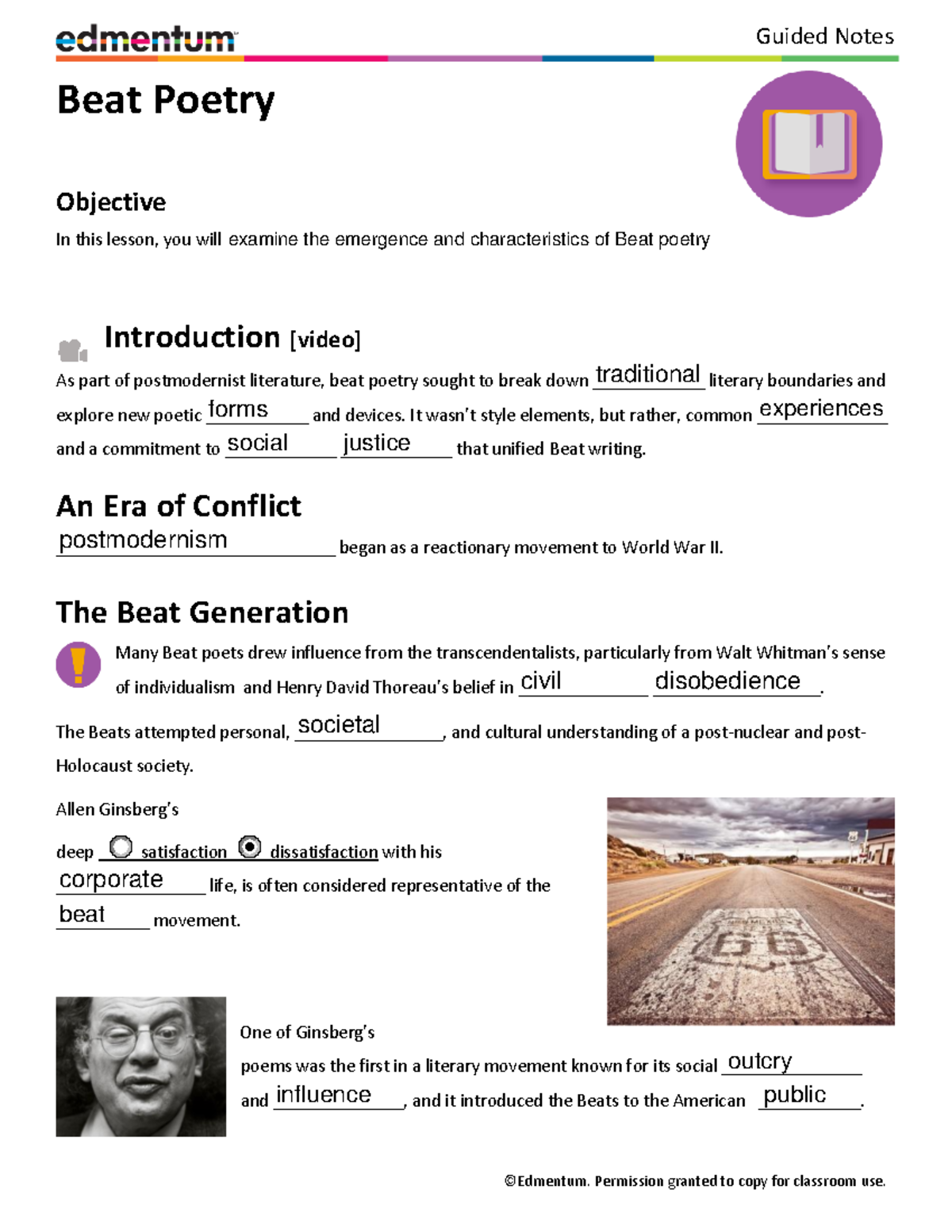 Kami Export - Guided Notes - Beat Poetry - Beat Poetry Objective In ...