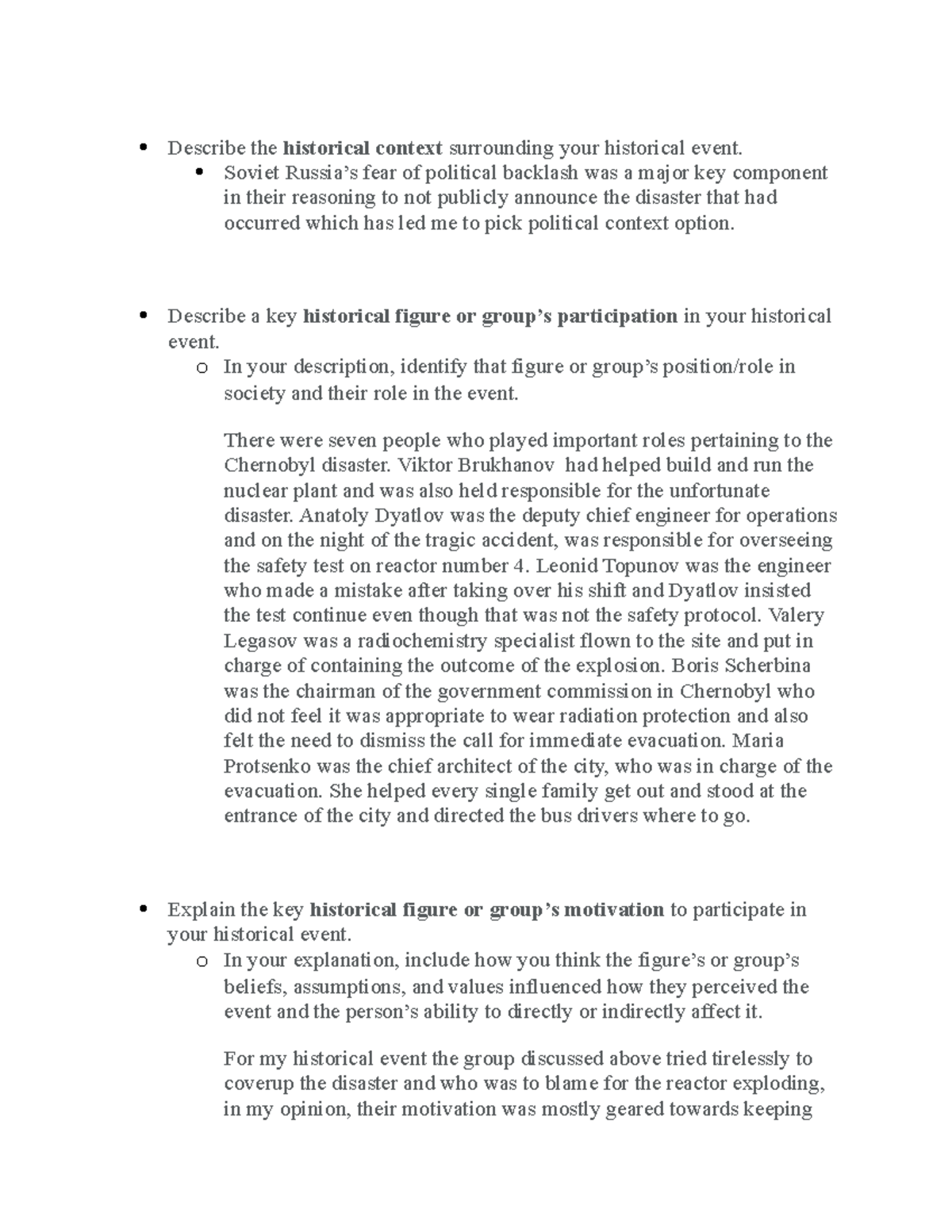Examining Historical Context - Describe the historical context ...