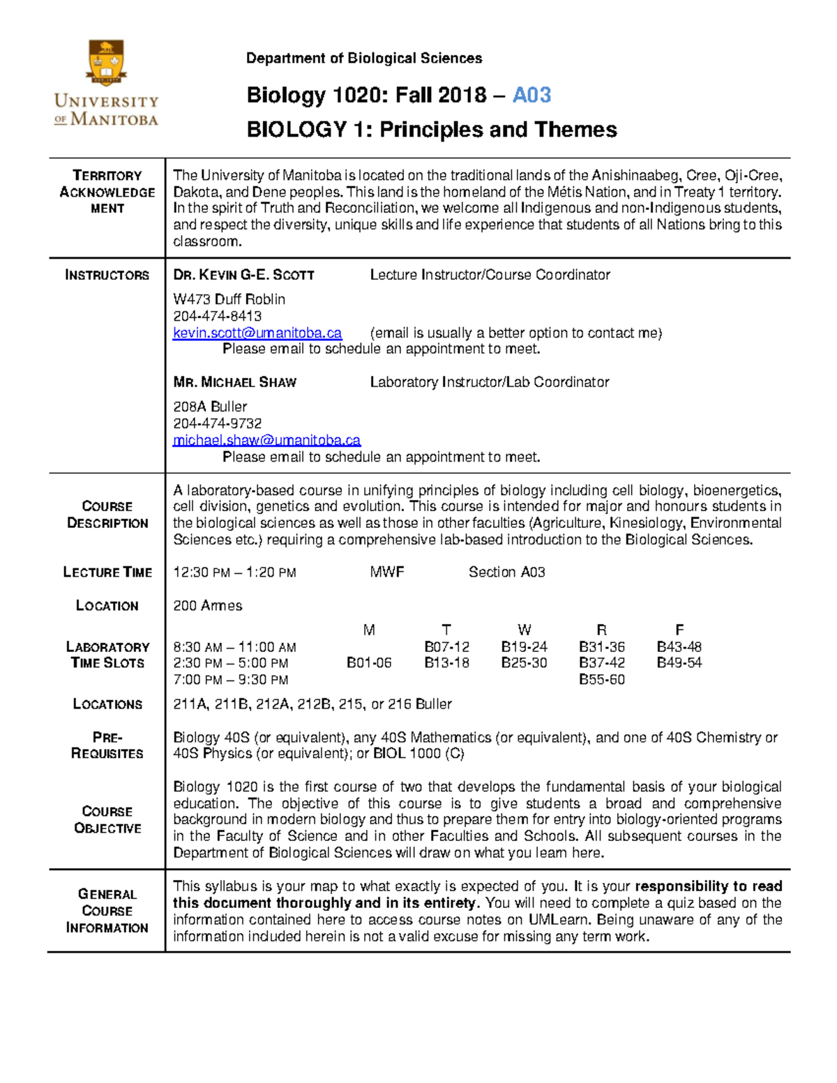 1020-A03-F18 syllabus - Department of Biological Sciences Biology 1020 ...