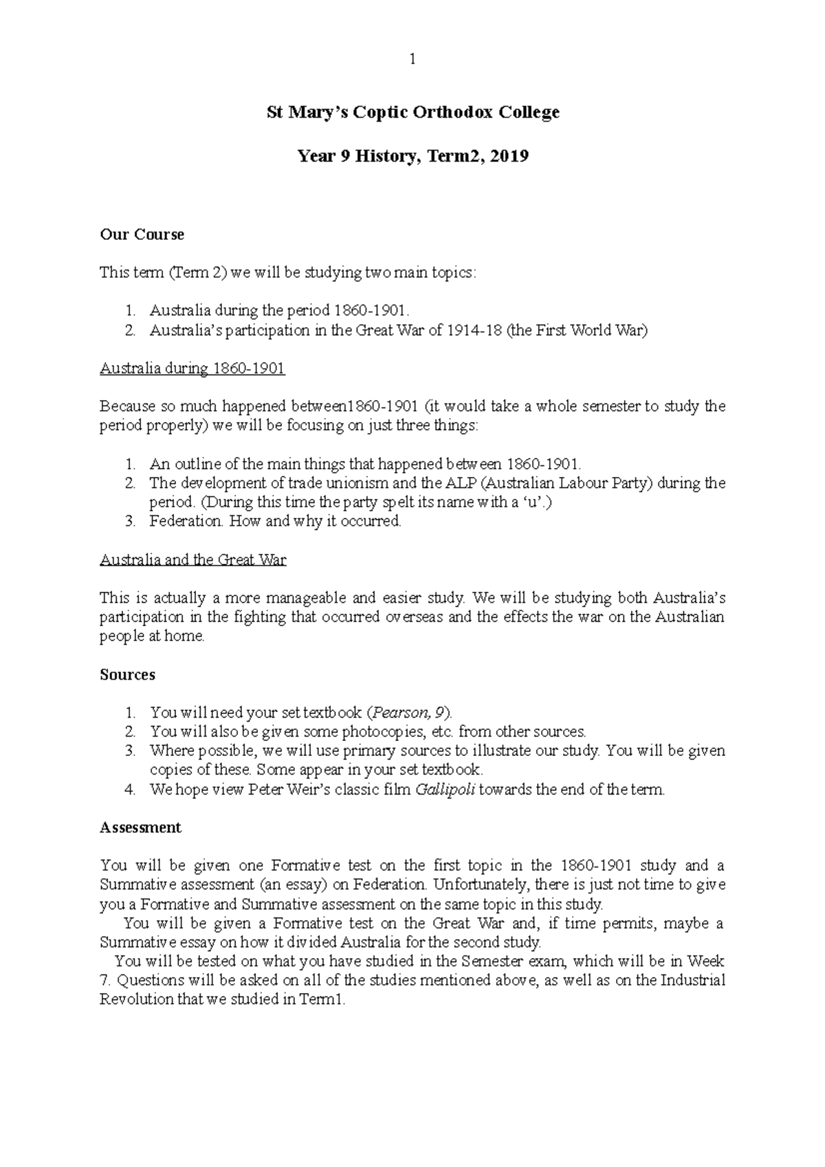 Year 9 Booklet 2019 for revision use only - St Mary’s Coptic Orthodox ...