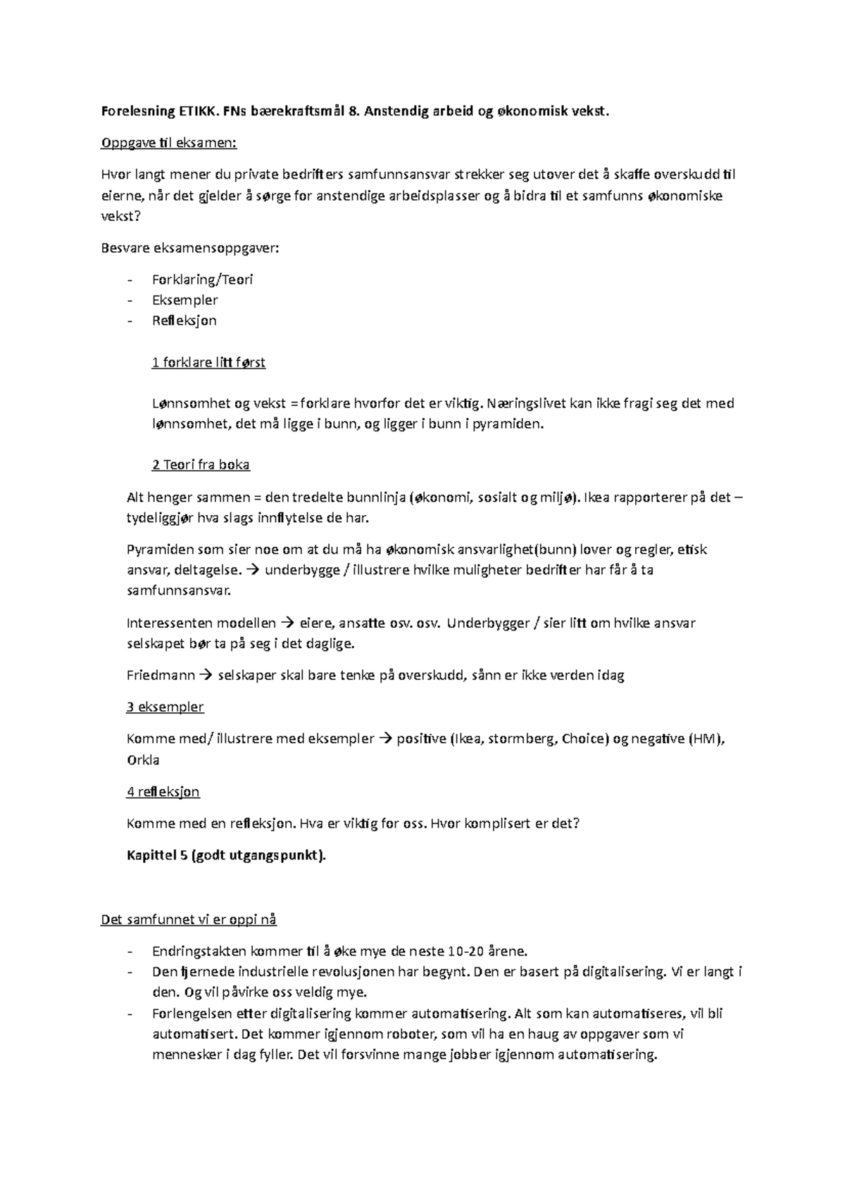 forelesning bærekraftsmål - Forelesning ETIKK. FNs bærekratsmål 8. Anstendig arbeid og økonomisk ...