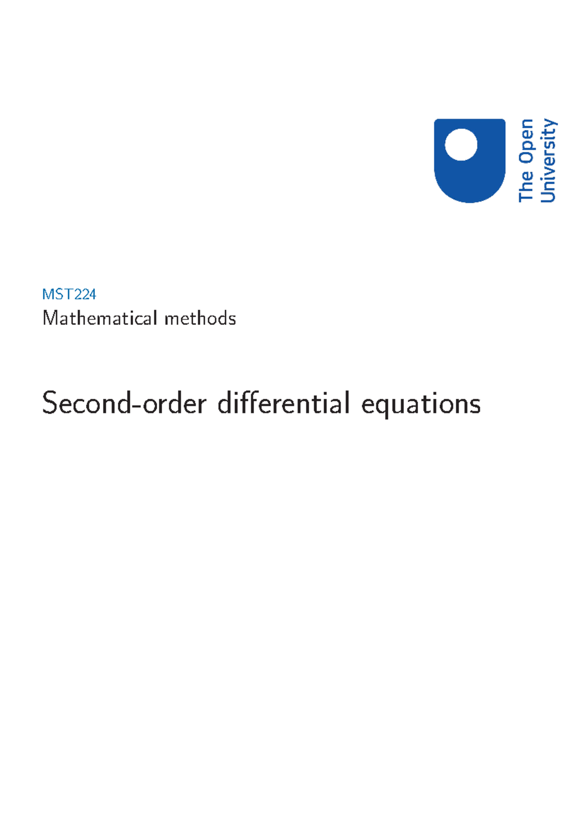 Second-order differential equations PDF - MST Mathematical methods ...