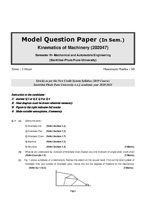 ATD Model Question paper Insem - Mechanical Engineering - Studocu