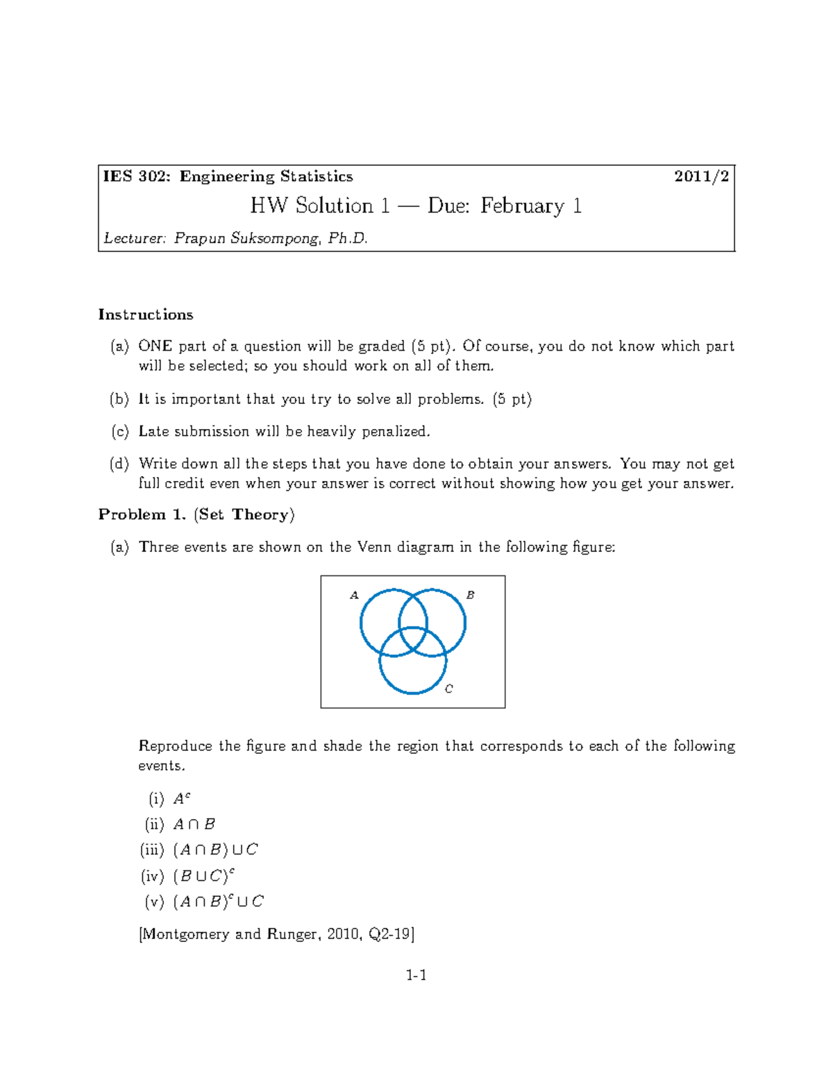 IES302 HW 1to4 Sol - none - IES 302: Engineering Statistics 2011/ HW ...