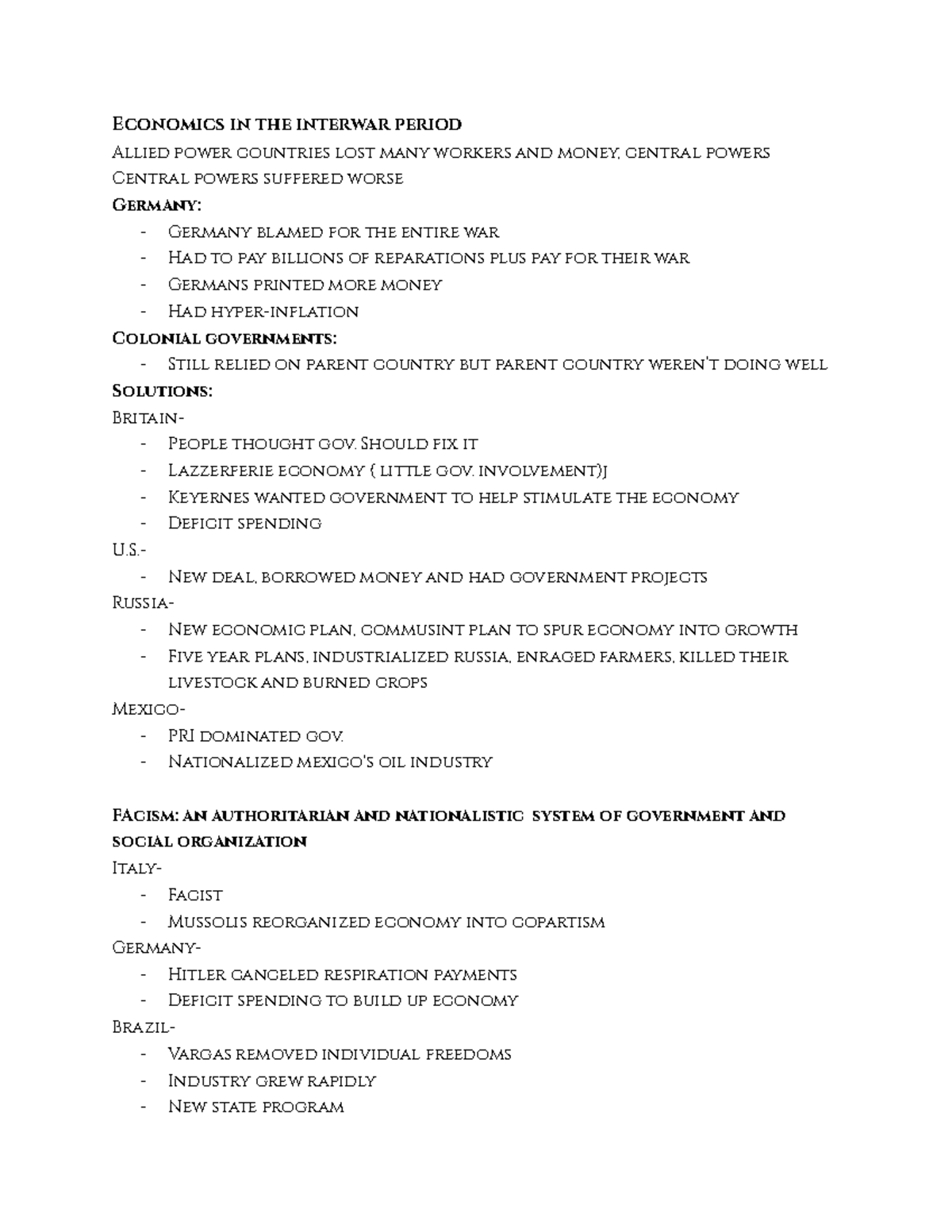 Ap world History unit 7 Topic 8 - Economics in the interwar period ...