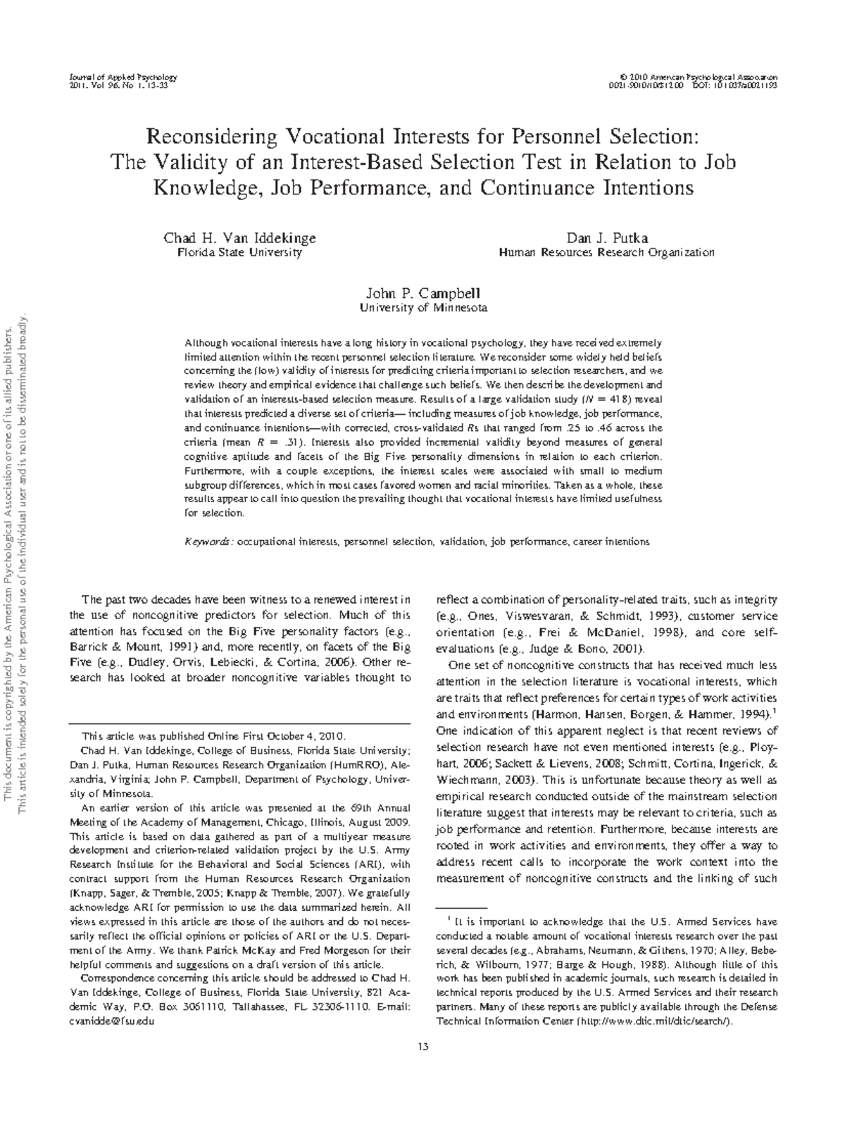 Interests - wqwwwwwwwwww - Reconsidering Vocational Interests for ...