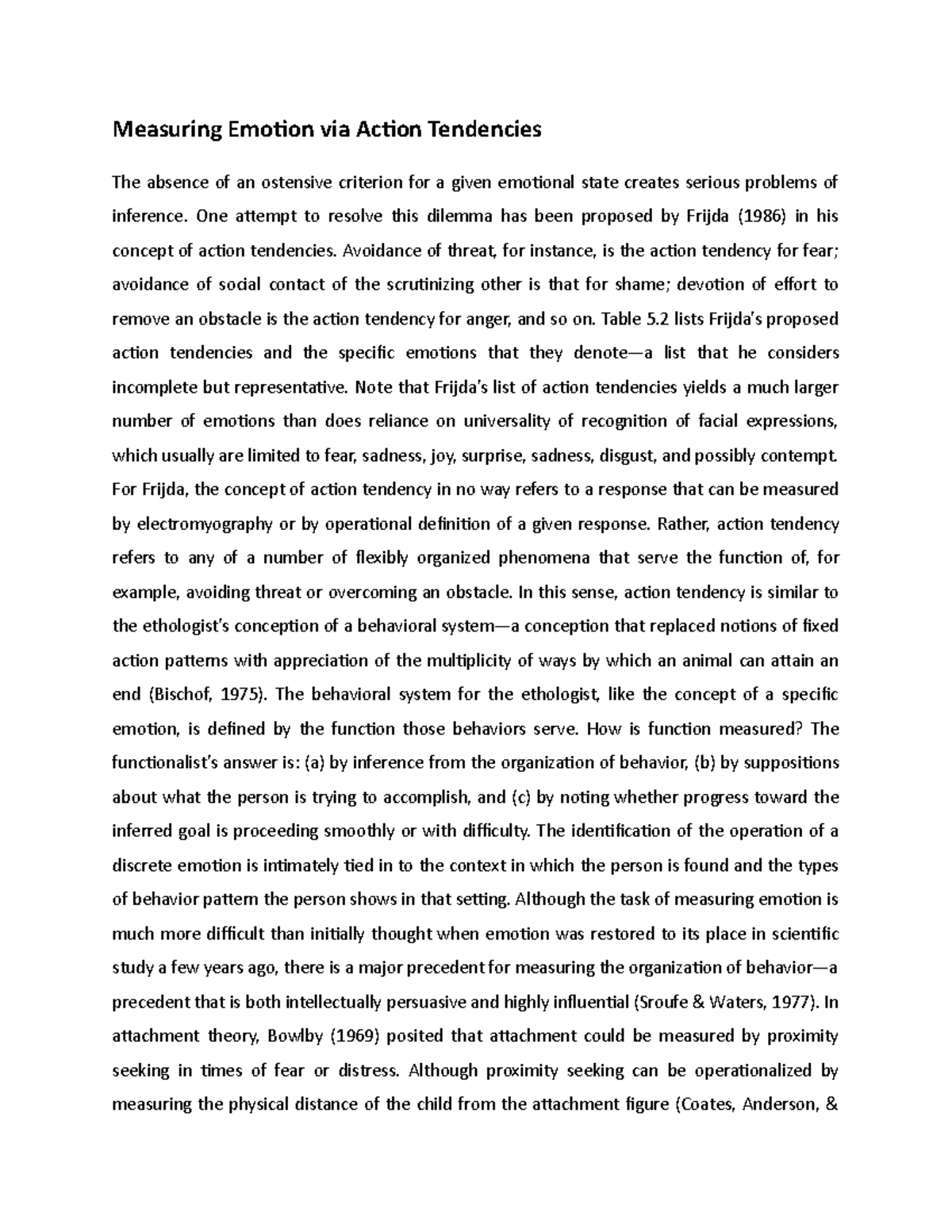 Measuring Emotion via Action Tendencies - One attempt to resolve this ...