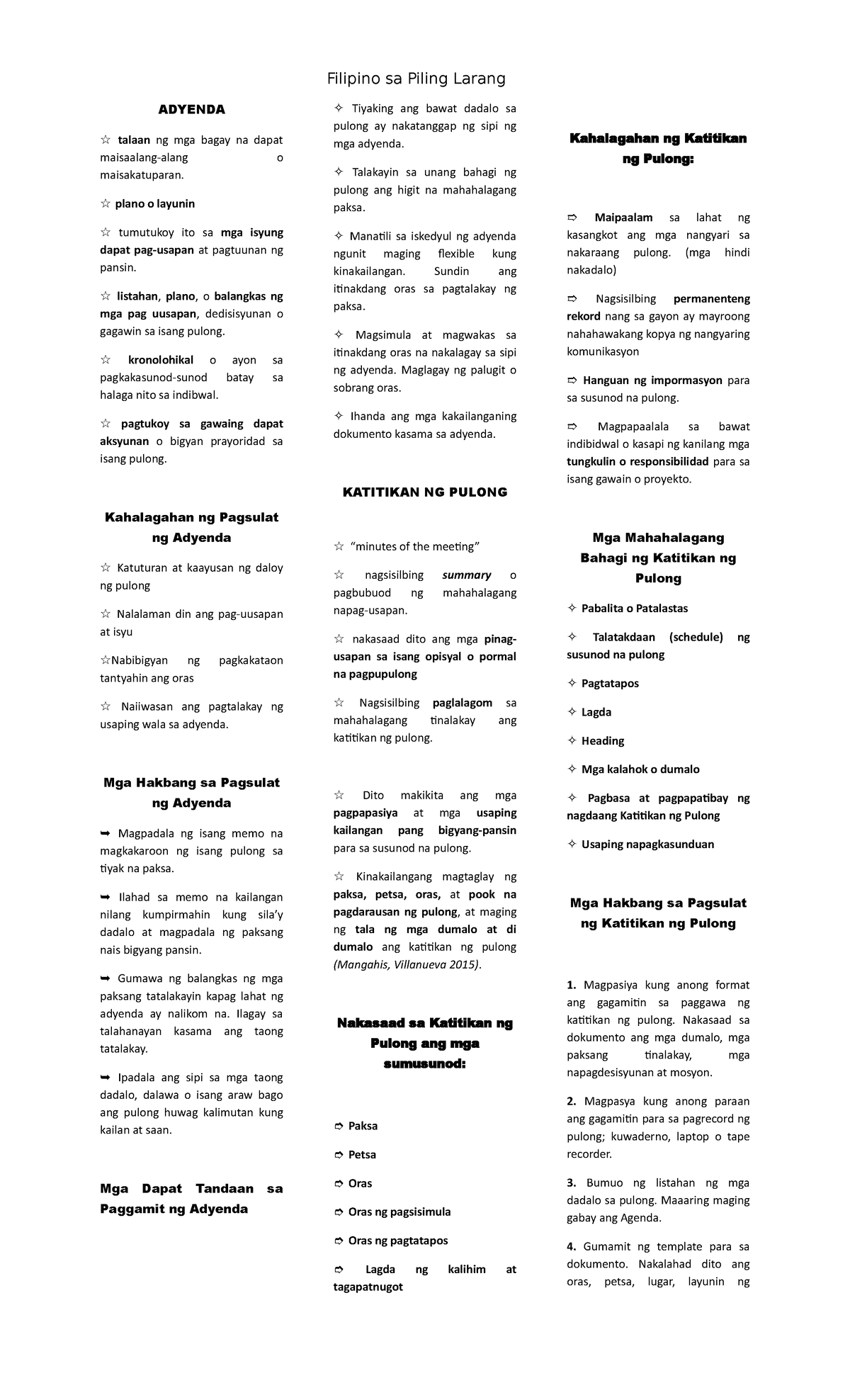 Fspl reviewer - ASDASDASDASDSA - ADYENDA ☆ talaan ng mga bagay na dapat ...