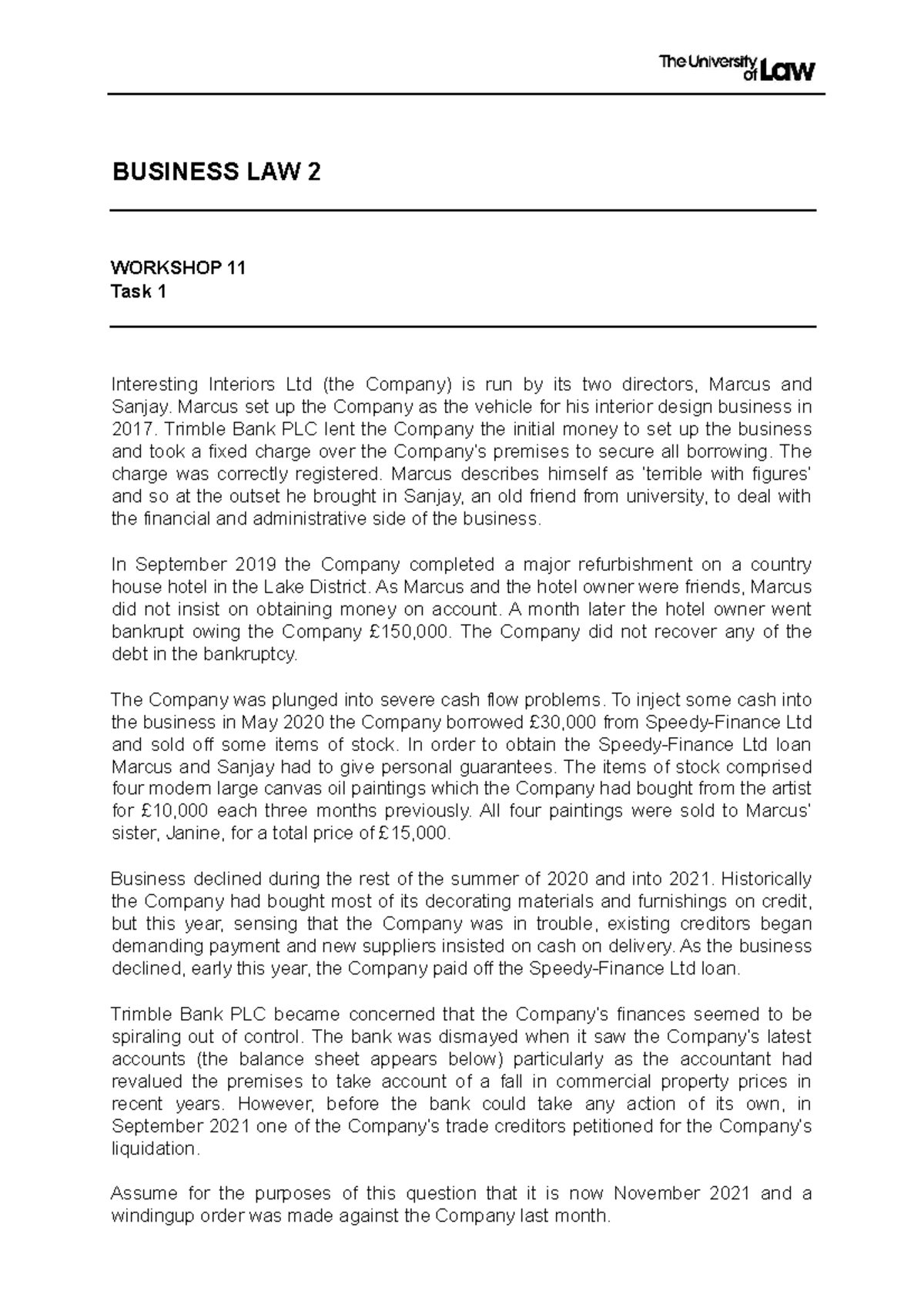 BL WS11 - BUSINESS LAW 2 WORKSHOP NOTES - BUSINESS LAW 2 WORKSHOP 11 ...