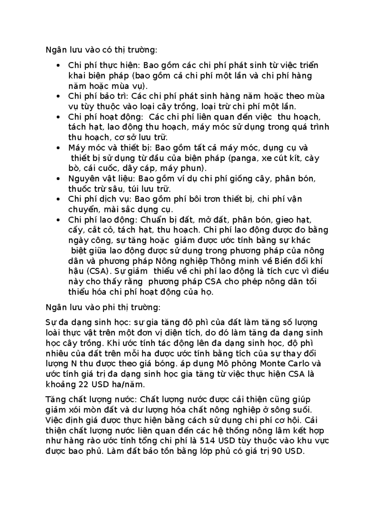 Ngan luu ra và vào - Ngân lưu vào có thị trường: Chi phí thực hiện: Bao gồm các chi phí phát ...