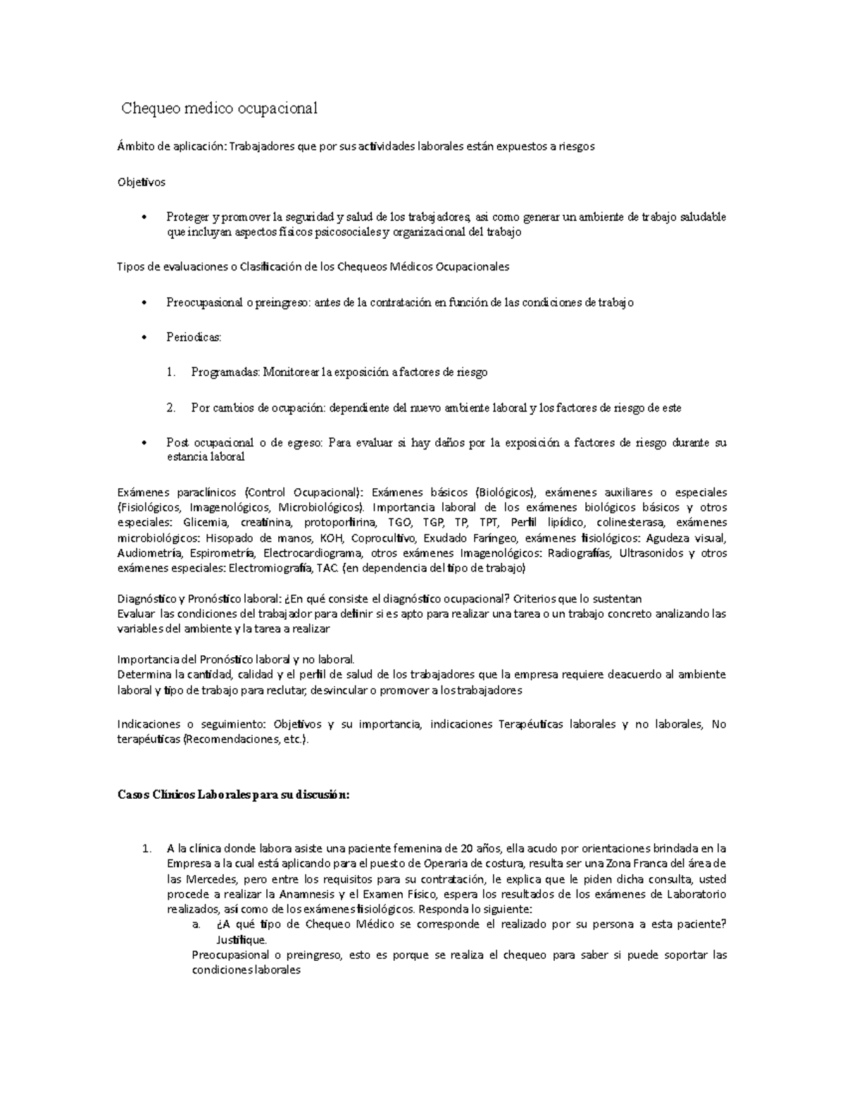 Seminario-1 - Resumen de lo que es el chequeo médico laboral - Chequeo ...