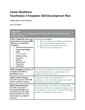 Critical Thinking Touchstone 4 Completed (Revised) - Critical Thinking ...