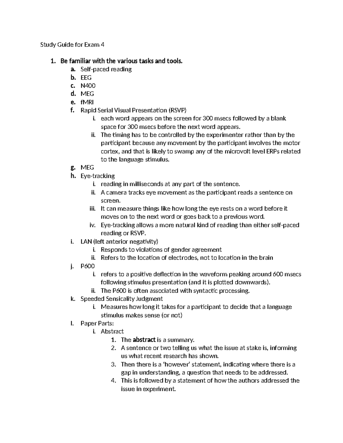 Study Guide Module 4 - Study Guide for Exam 4 1. Be familiar with the ...