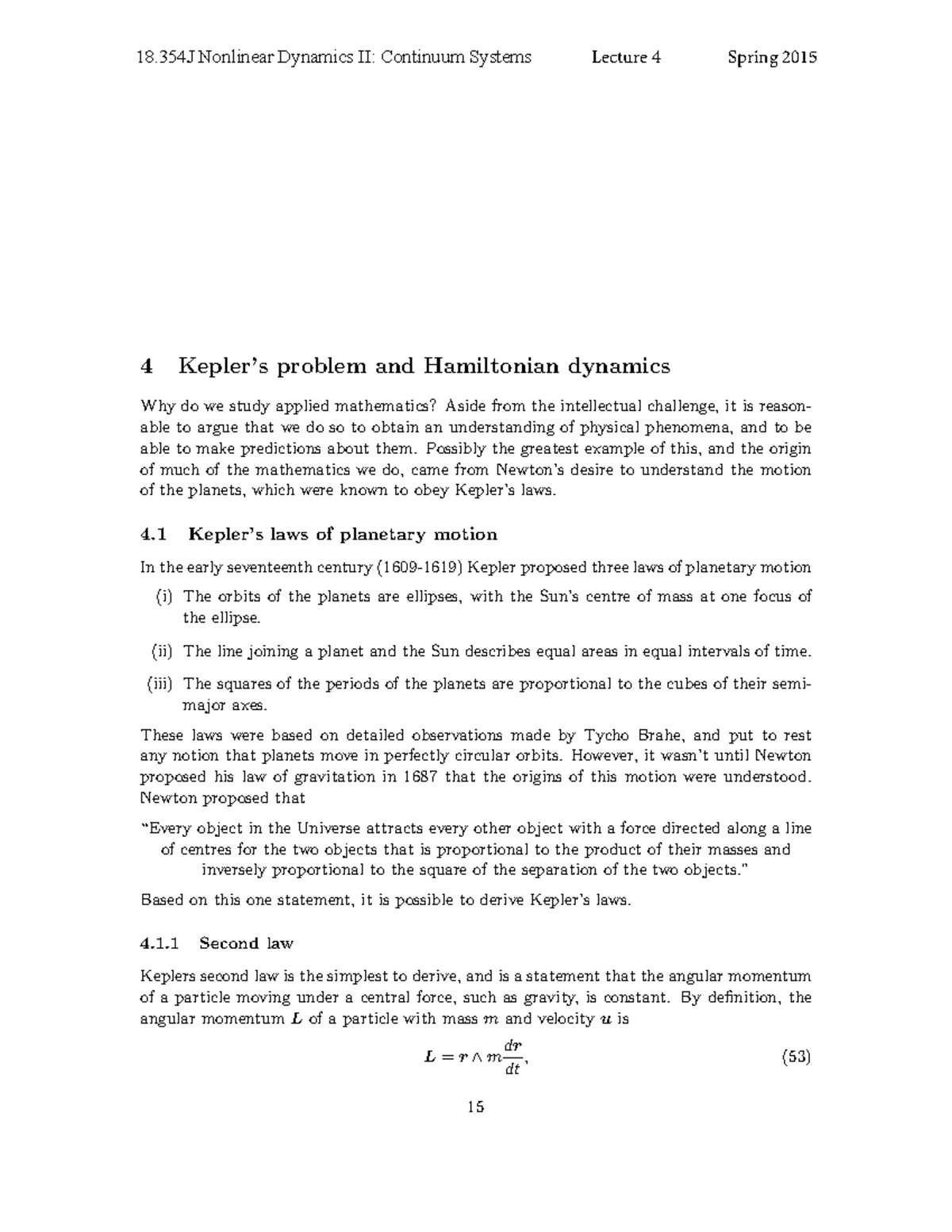 Kepler's Problem and Hamiltonian Dynamics (PDF) - 4 Kepler’s problem and Hamiltonian dynamics ...