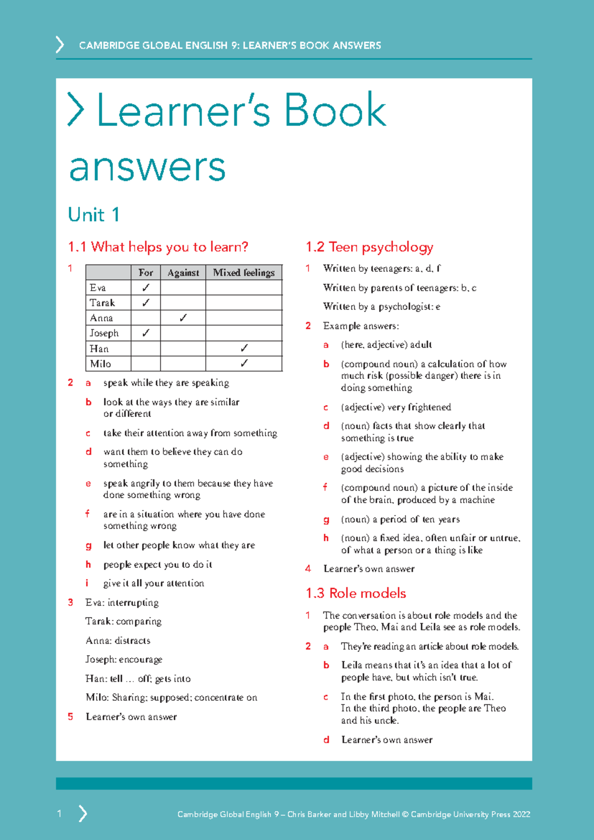 Global English Stage 9 Textbook Answers - Learner’s Book answers Unit 1 ... Global English Stage 9 Textbook Answers - Learner’s Book answers Unit 1 ...