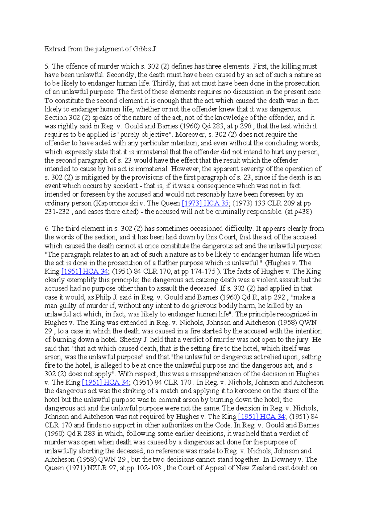 Extract from Stuart v The Queen - Extract from the judgment of Gibbs J ...