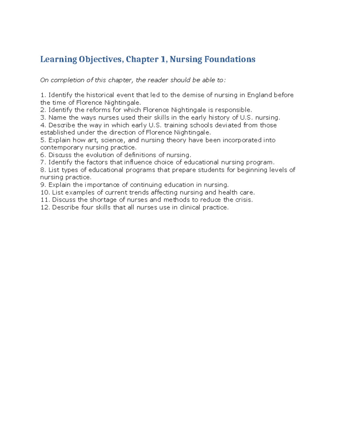 Timby Moreno 12e LO Chapter 01 - Learning Objectives, Chapter 1 ...