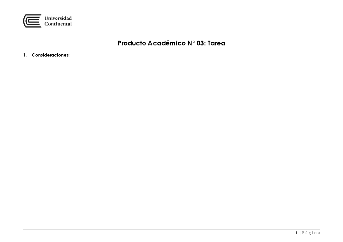 PA3 Tarea - ........................... - Producto Académico N° 03: Tarea Consideraciones: 1 | P ...
