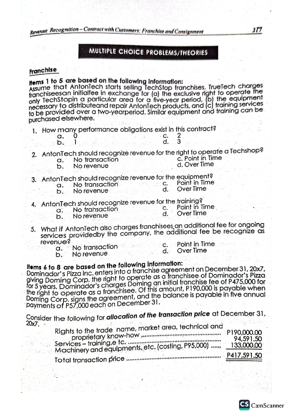 Dayag Franchise - Revenue Recognition Contract with Customers: Franchise and Consignment 317 ...