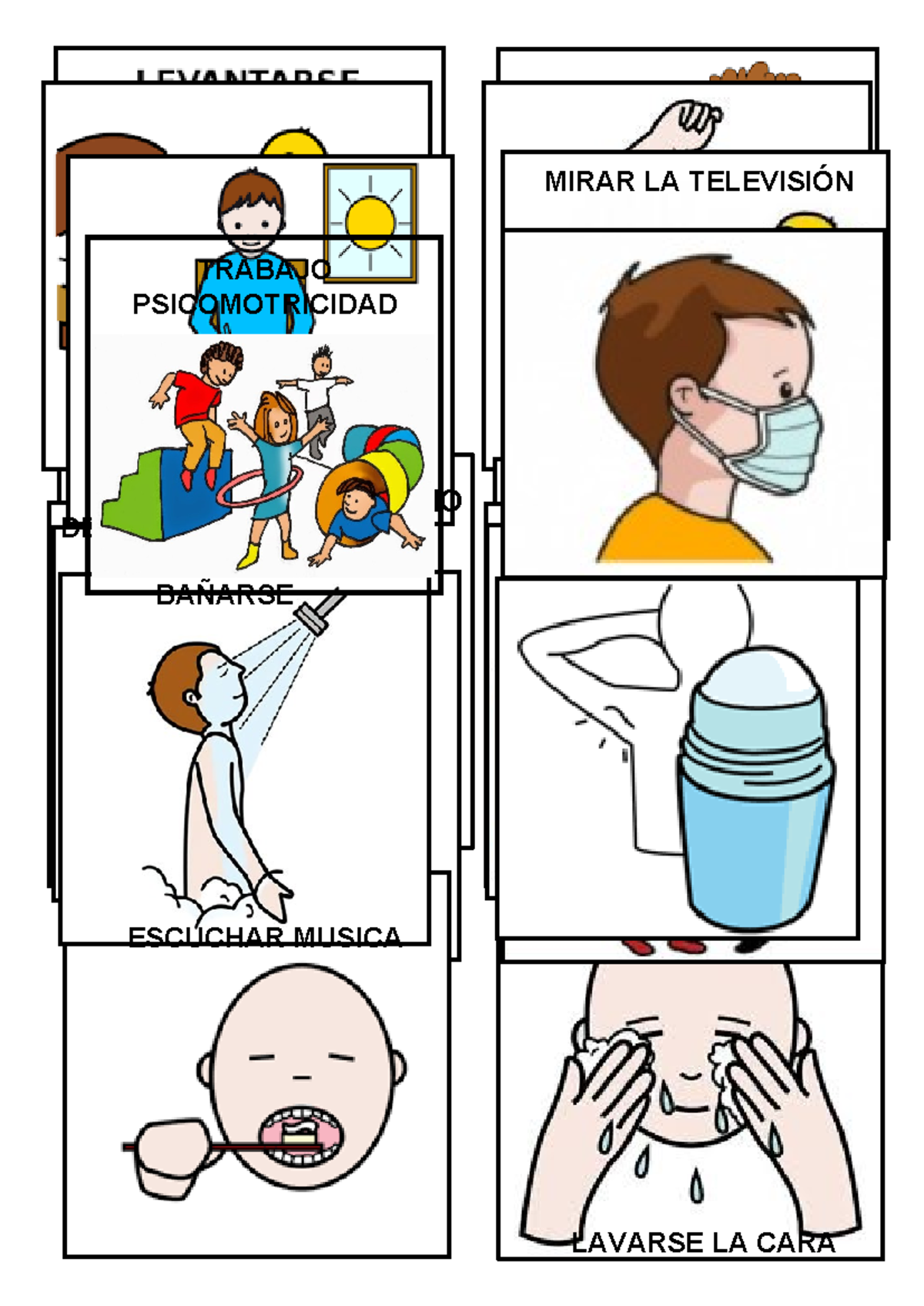 Pictogramas PARA Trabajar Rutina - IR AL BAÑO JUGAR TENDER LA CAMA LAVARSE LAS MANOS CAMBIARSE ...