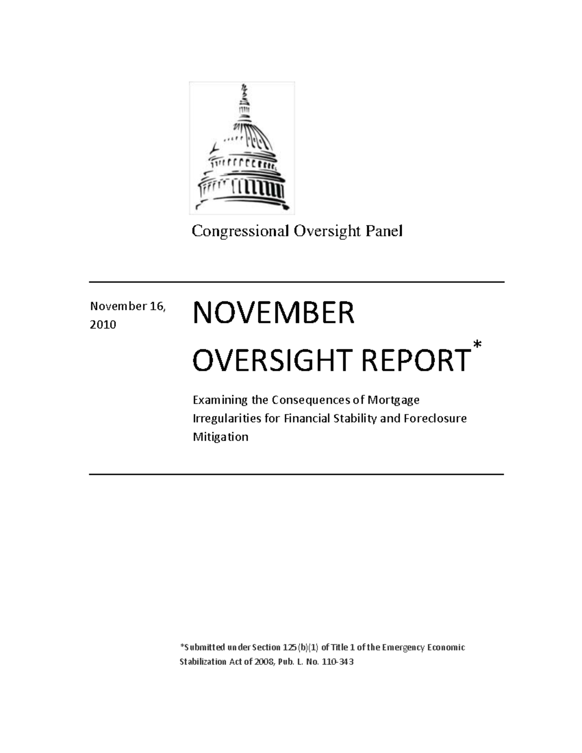 Congress Oversight report on foreclosures - Congressional Oversight ...