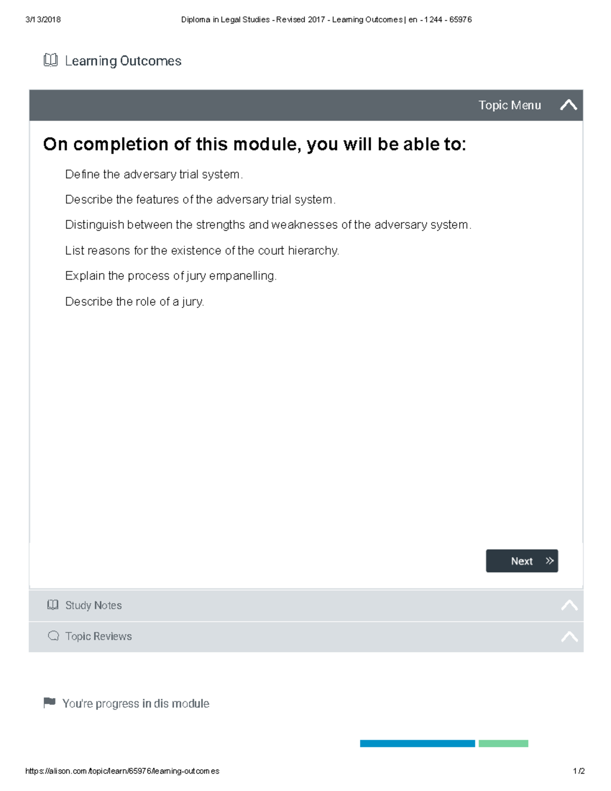 Module 3 - Lecture notes Alison laws notes - 3/13/2018 Diploma in Legal ...