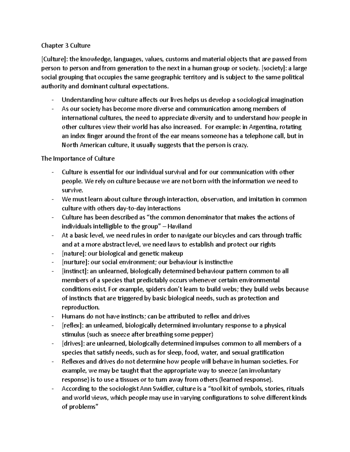 Sociology - soc 1200 - Chapter 3 Culture the knowledge, languages ...