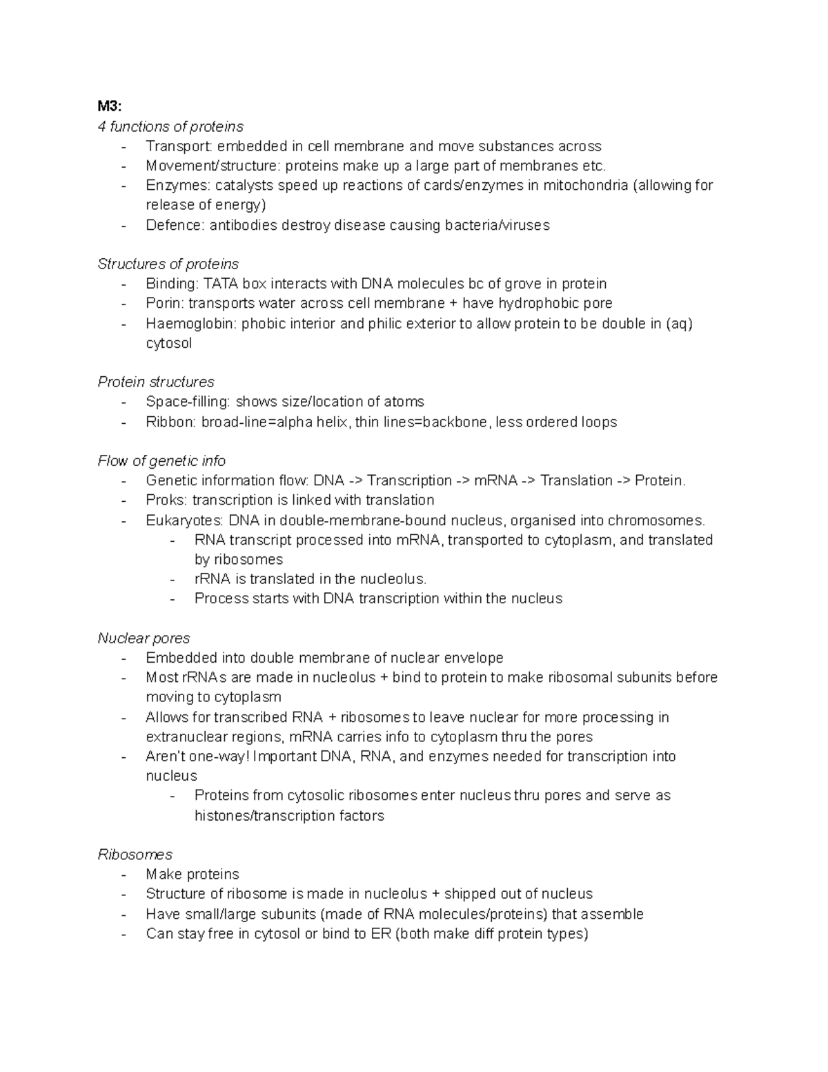 BIO - essay - M3: 4 functions of proteins - Transport: embedded in cell ...