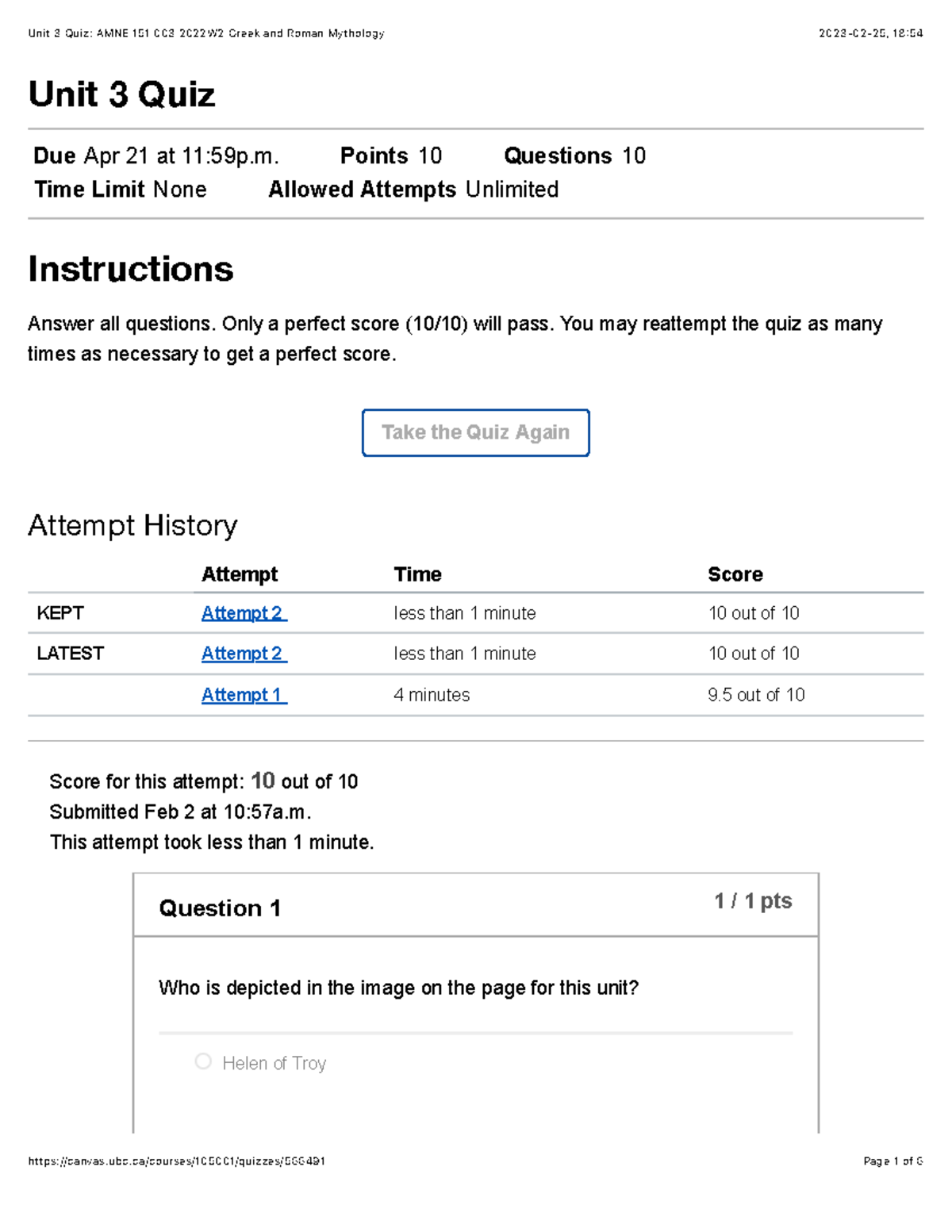 Unit 3 Quiz - Prometheus and Pandora - Unit 3 Quiz Due Apr 21 at 11:59p ...