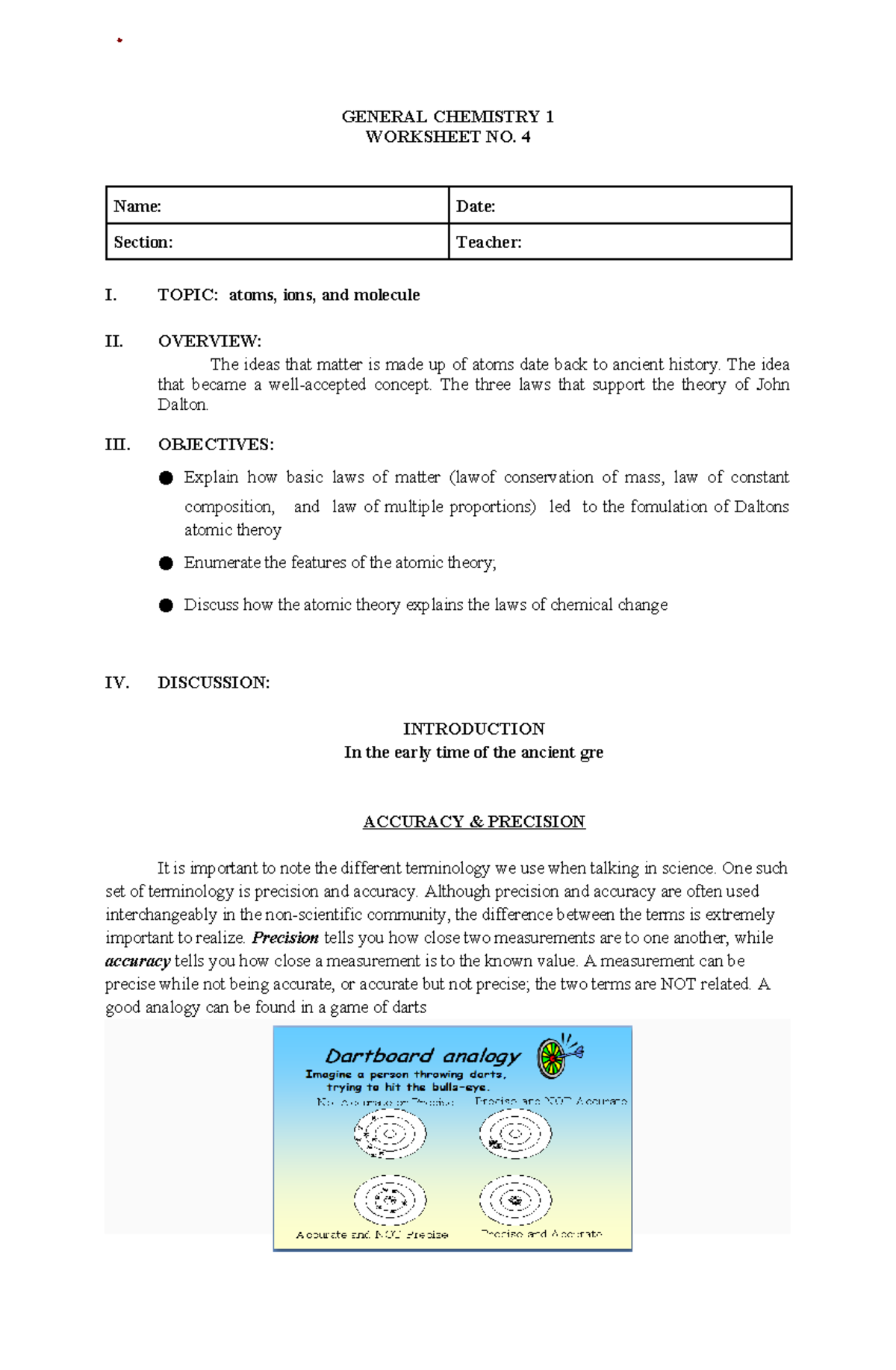 Worksheet 4 - PRACTICE EXERCISE - GENERAL CHEMISTRY 1 WORKSHEET NO. 4 ...
