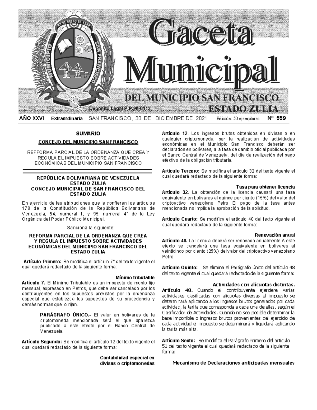 Gaceta 559 0a0d7bc2ab - GACETA MUNICIPAL DEL MUNICIPIO SAN FRANCISCO ...