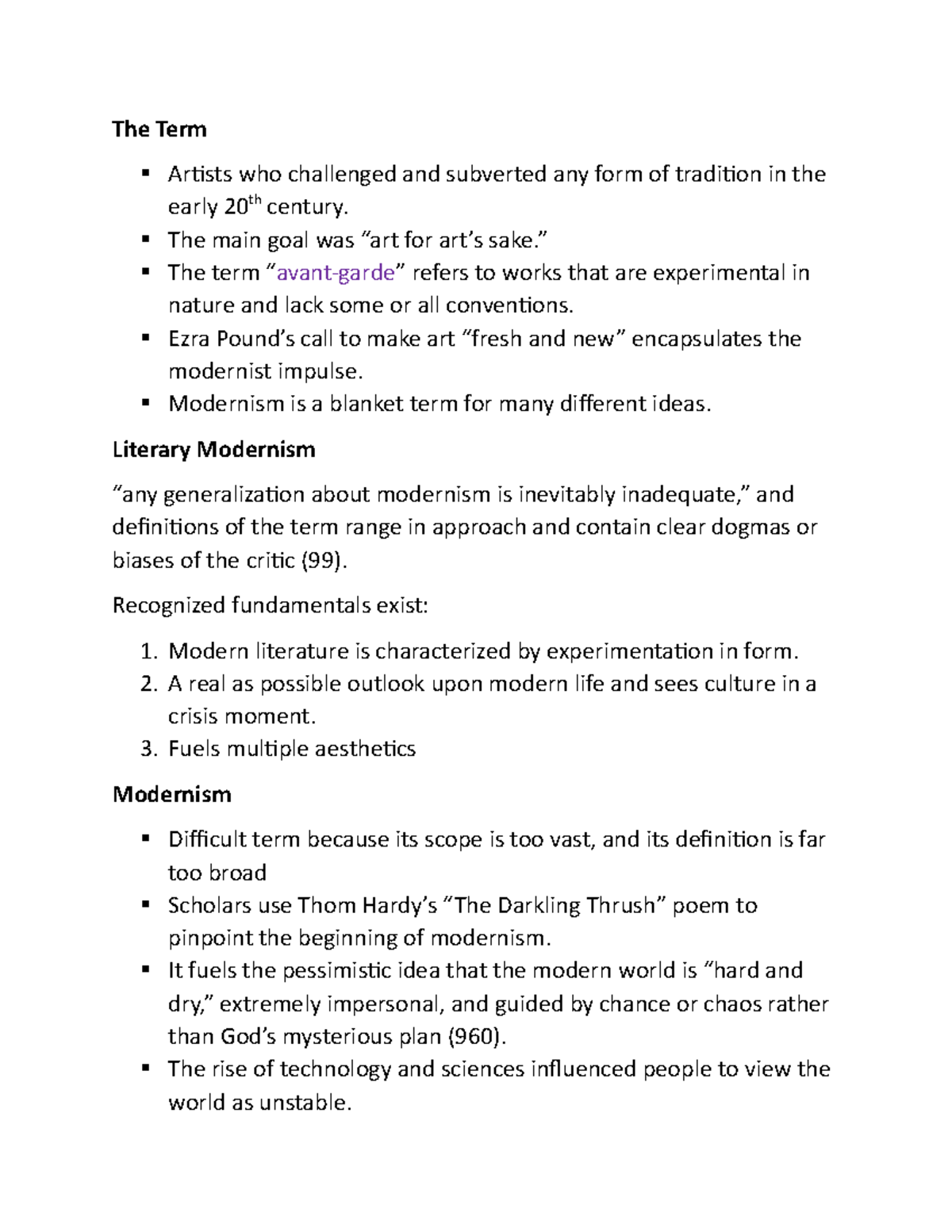 Modernism - The Movement and Legacy - The Term Artists who challenged ...