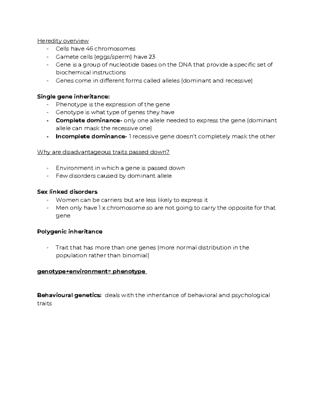 Genetics, brain and motor development - Heredity overview - Cells have ...