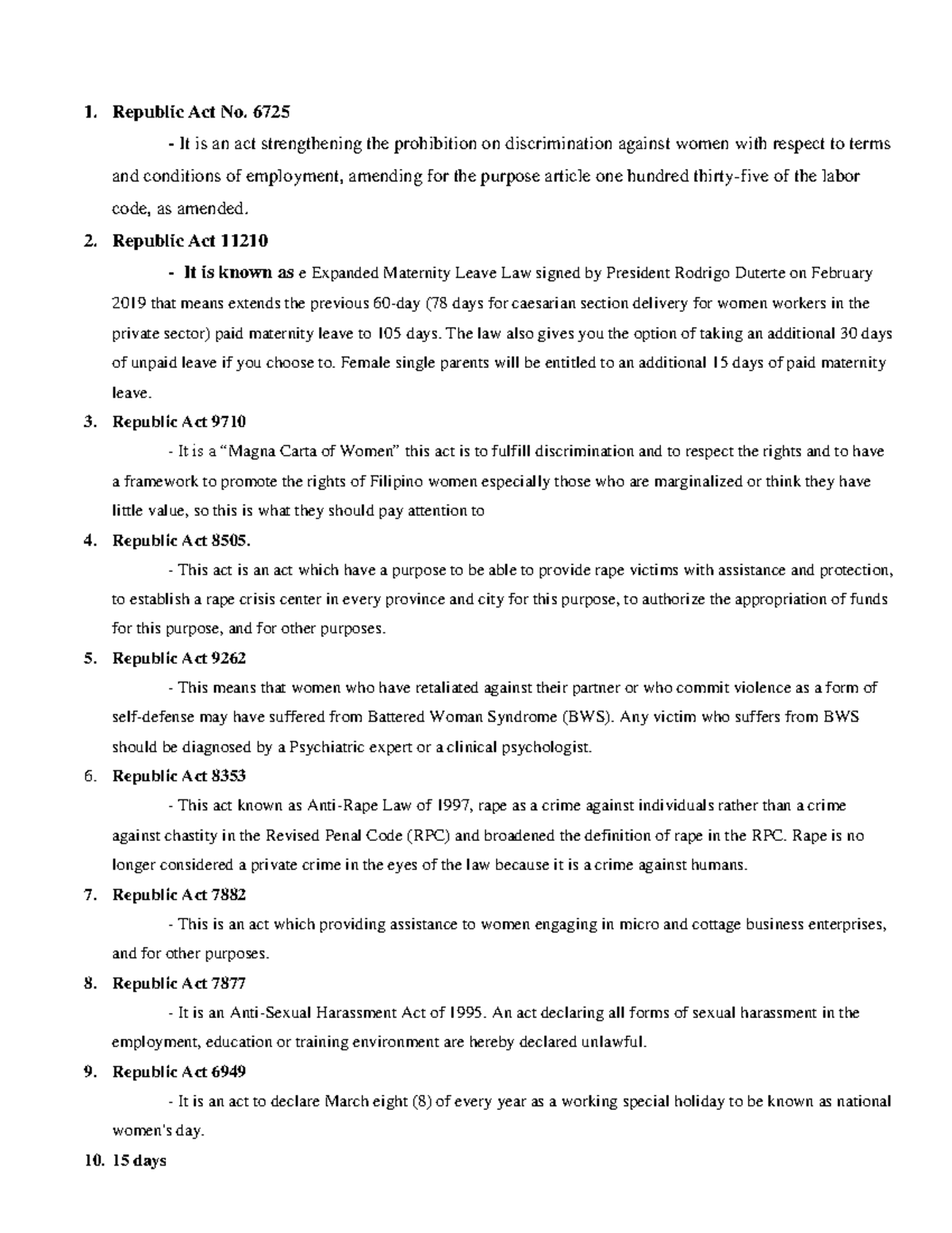 Gender And Society Notes About Repuclic Act - 1. Republic Act No. 6725 ...