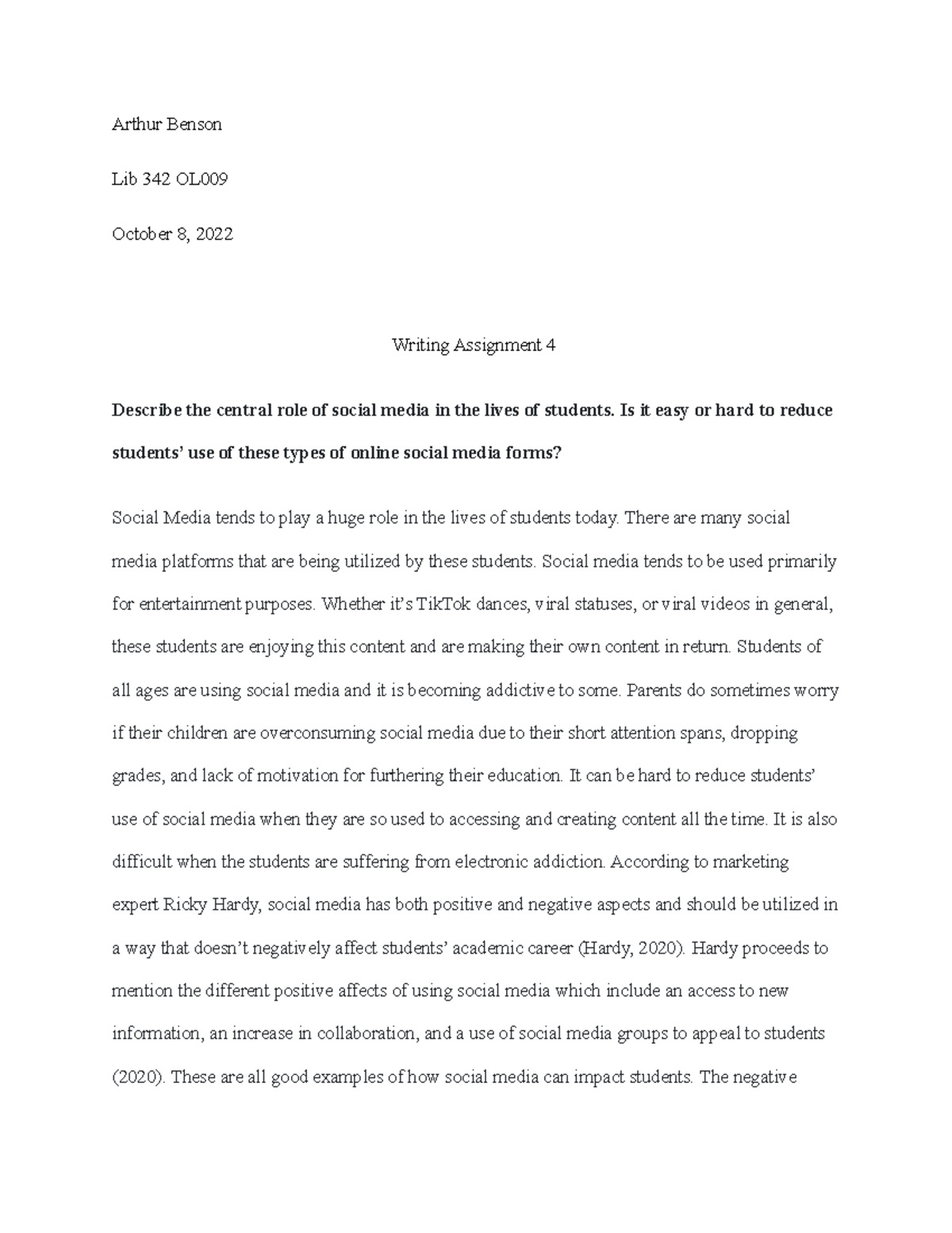 Arthur Benson Lib 342 WA4 - Arthur Benson Lib 342 OL October 8, 2022 ...