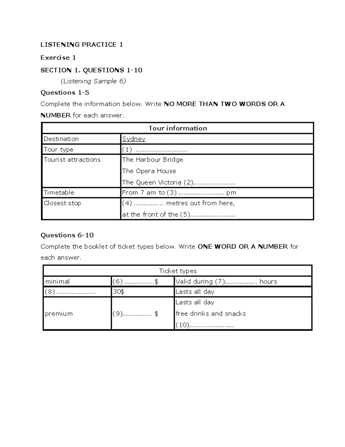 Lớp nghe 03 - Hồ Thị Ngọc -Listening Test 1 - LISTENING PRACTICE 1 ...