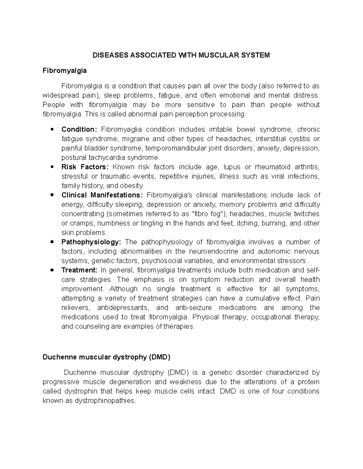 BIO101 Diseases of Muscular System - DISEASES ASSOCIATED WITH MUSCULAR ...