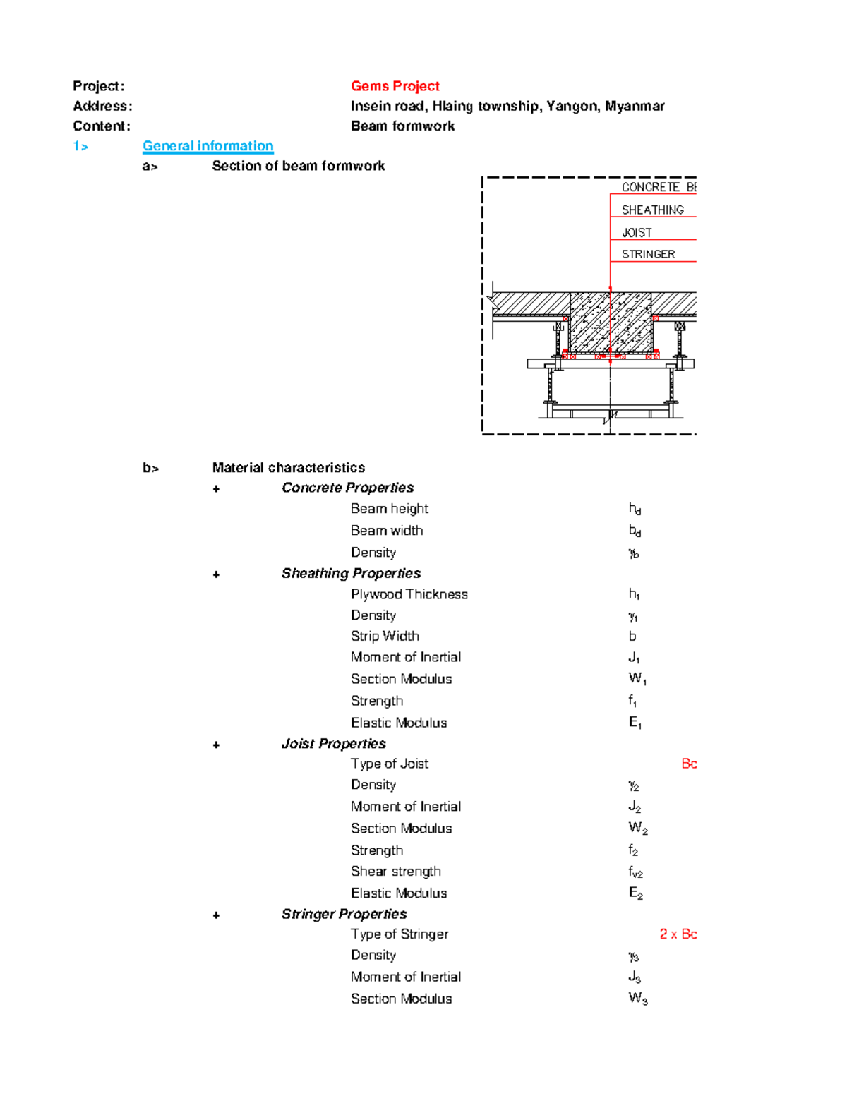 Tính xà gồ dầm - verry good - Project: Gems Project Address: Insein ...