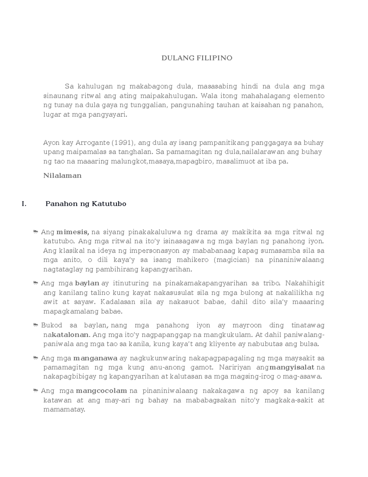 357139034 Panahon Ng Mga Katutubo Dula - DULANG FILIPINO Sa kahulugan ...
