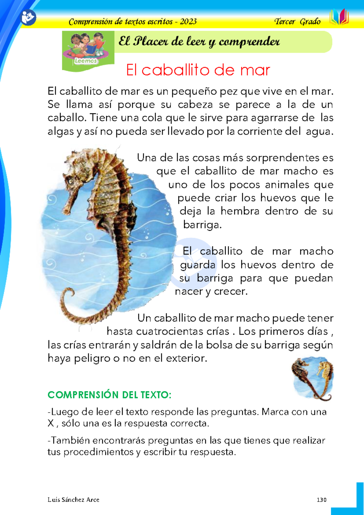 26. El caballito de mar (Proceso) - Luis Sánchez Arce 130 Comprensión ...