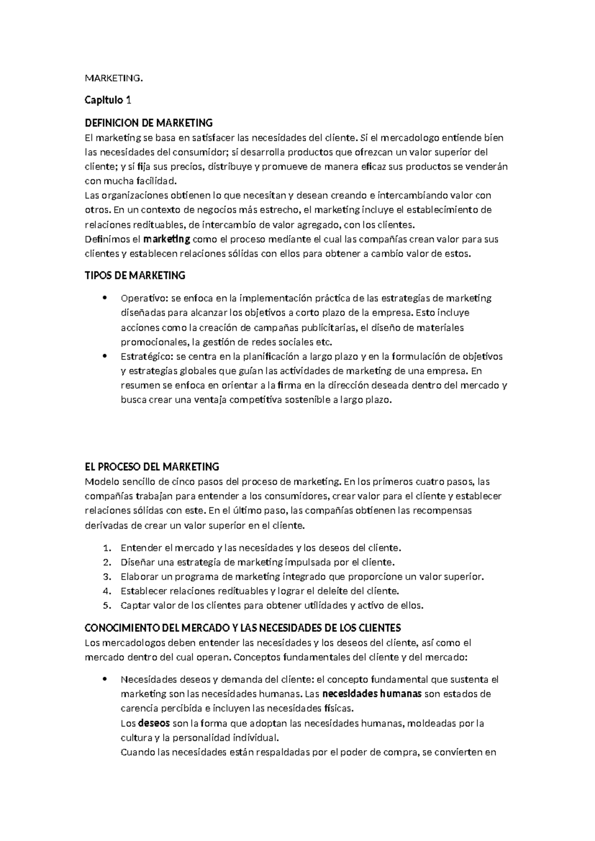 Resumen - MARKETING. Capitulo 1 DEFINICION DE MARKETING El marketing se ...