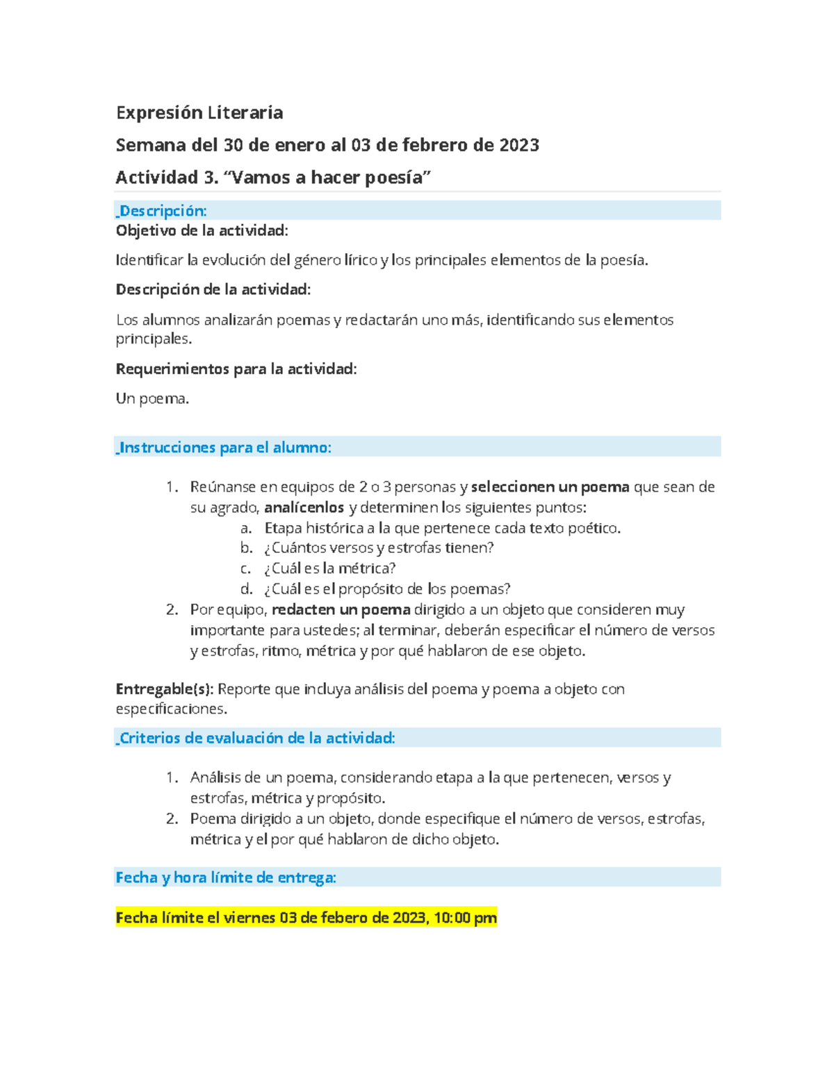Tema 3 Expresión Literaria - Expresión Literaria Semana del 30 de enero ...