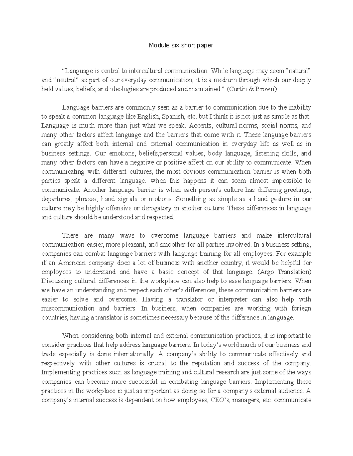 Module six short paper - Module six short paper